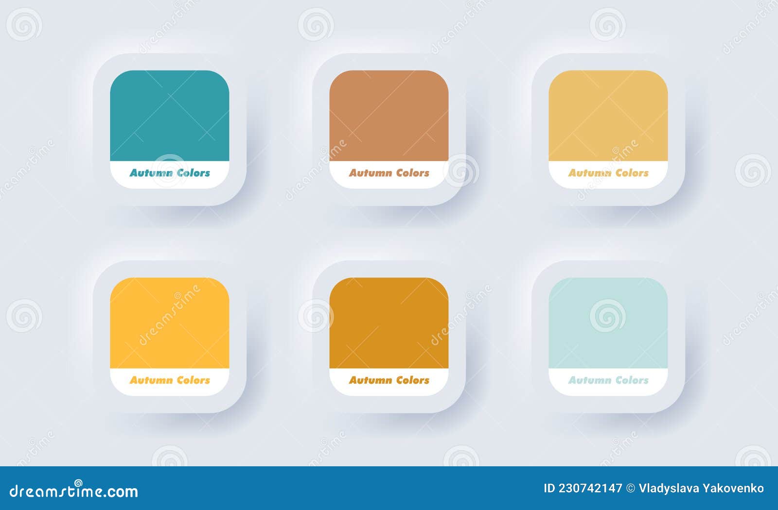 Autumn Palette Color in RGB HEX. Color Catalog. Neumorphic UI UX White ...
