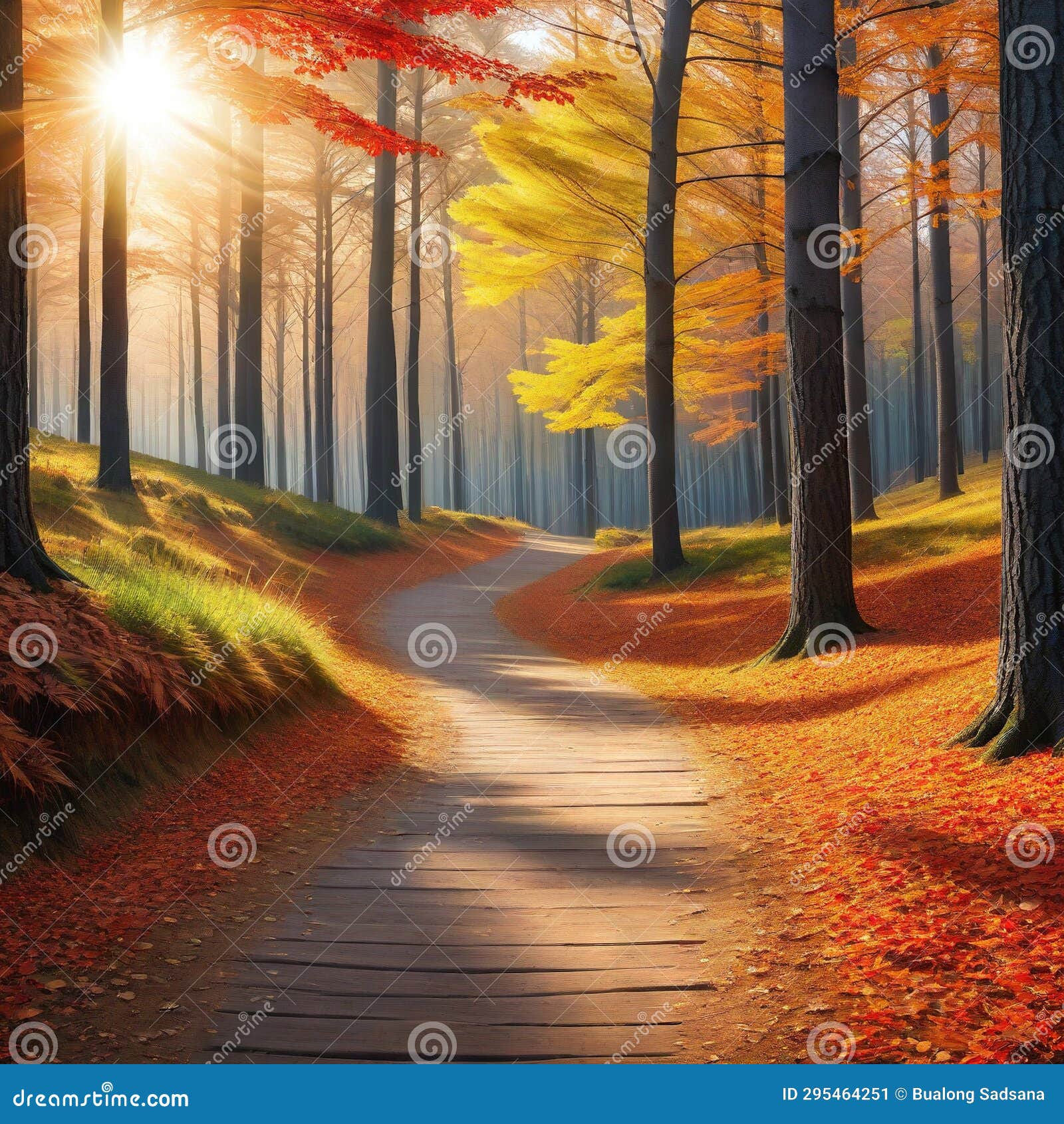 An Autumn Panoramic Poster with Copy Space Stock Illustration ...