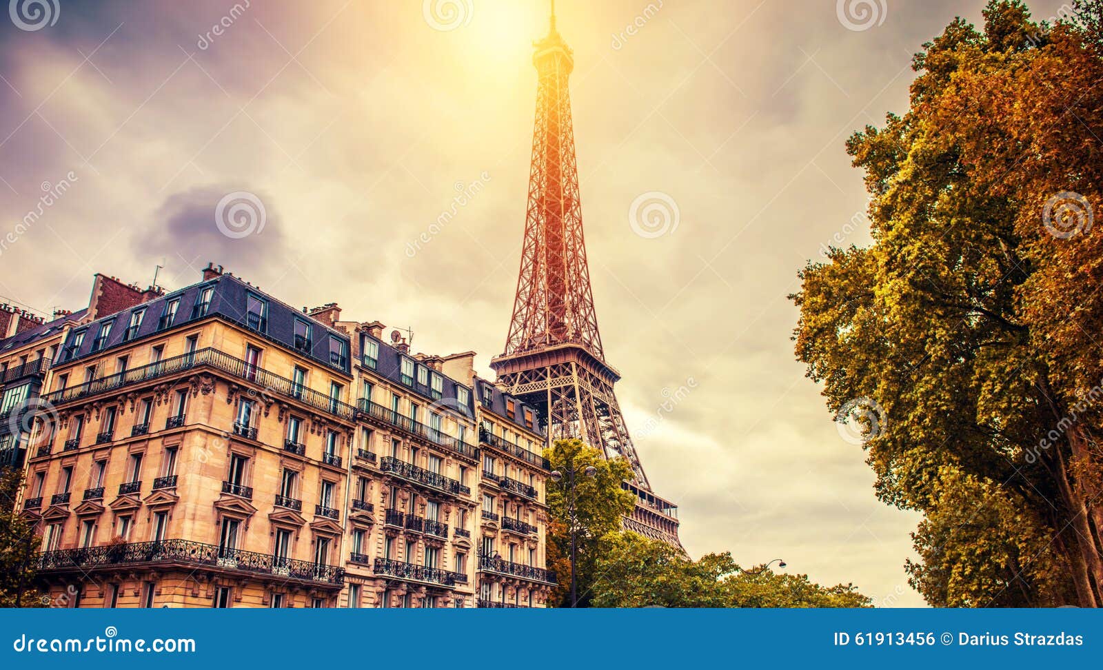 Autumn in Paris stock photo. Image of tower, symbol, season - 61913456