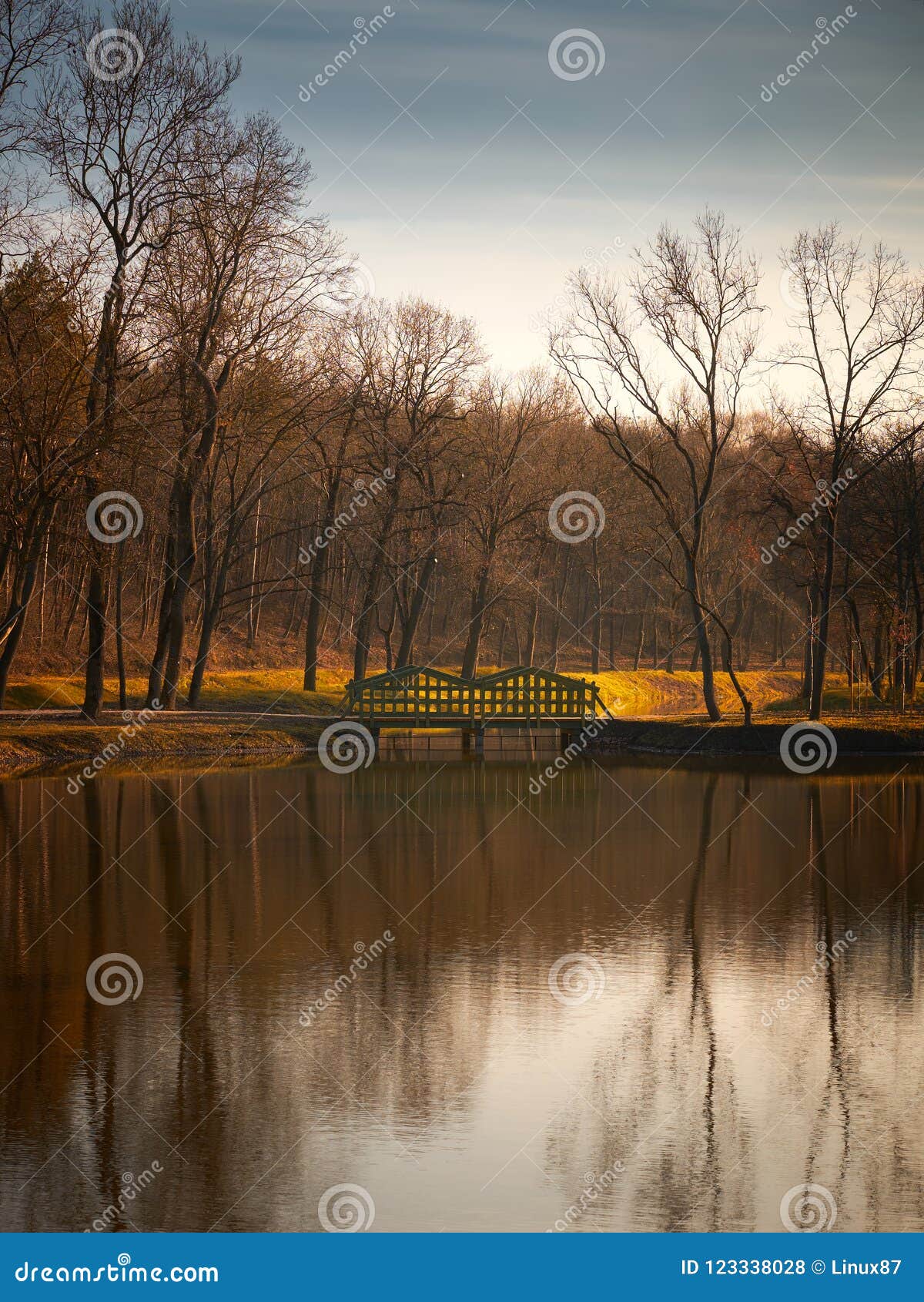 Autumn park stock photo. Image of color, landmark, bridge - 123338028