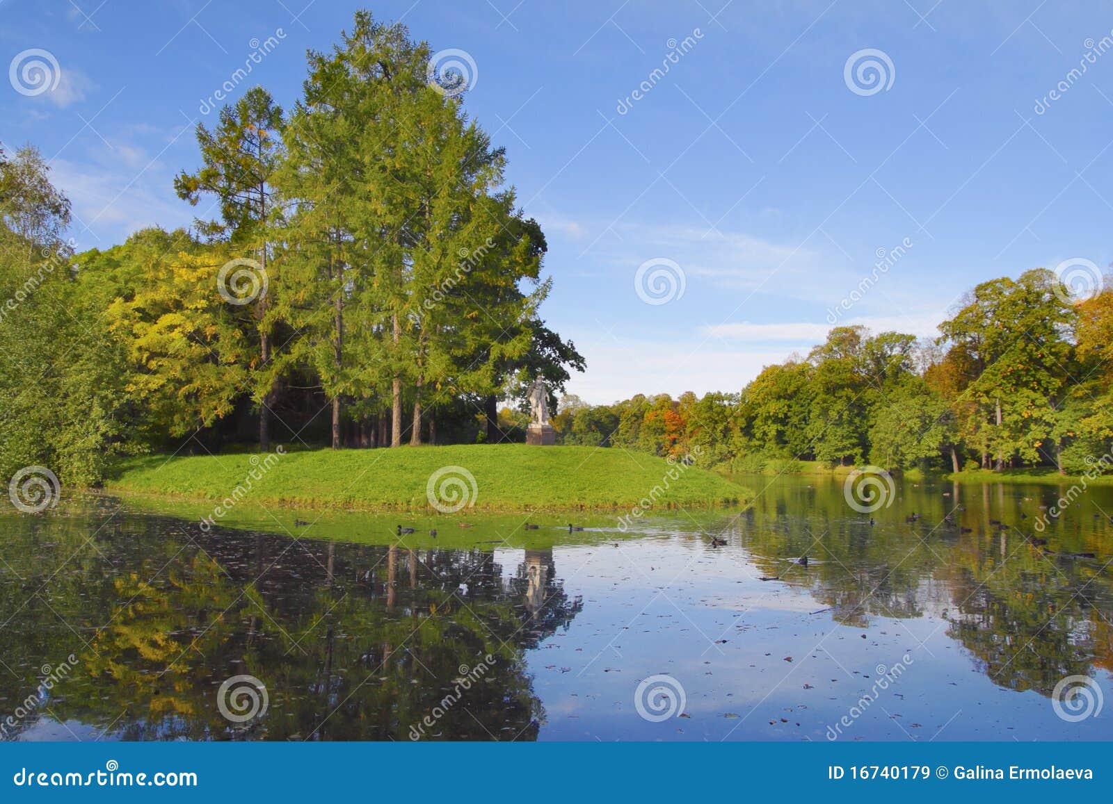 Autumn park with pond stock image. Image of grass, urban - 16740179