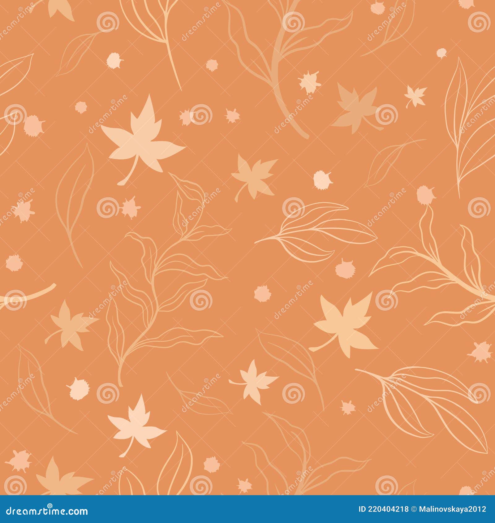 Autumn Pattern with Leaves, Vector. Repeating Background with Falling ...