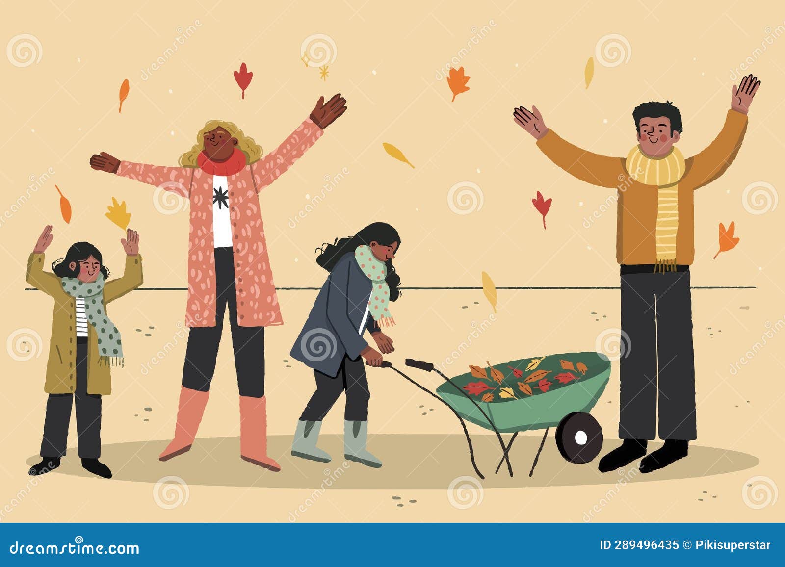Autumn People Outside Vector Illustration Stock Vector - Illustration ...
