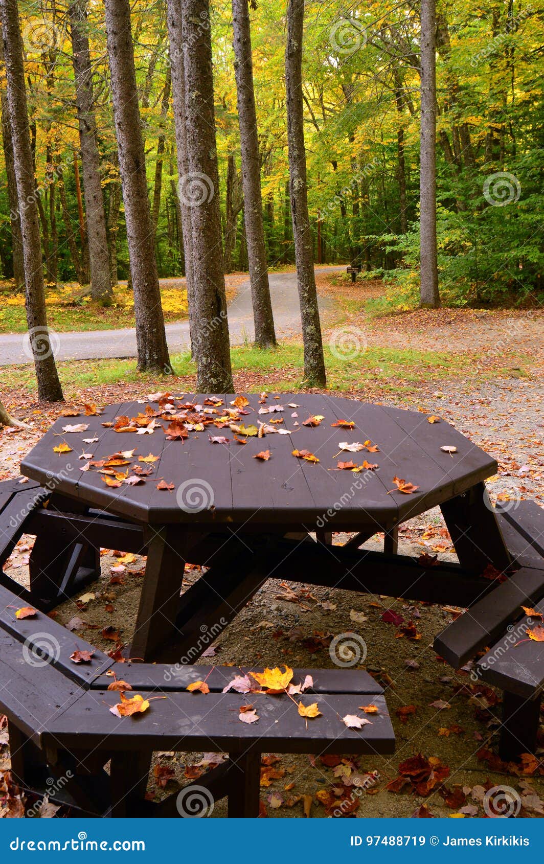 Autumn Picnic Table stock image. Image of landscape, attraction - 97488719
