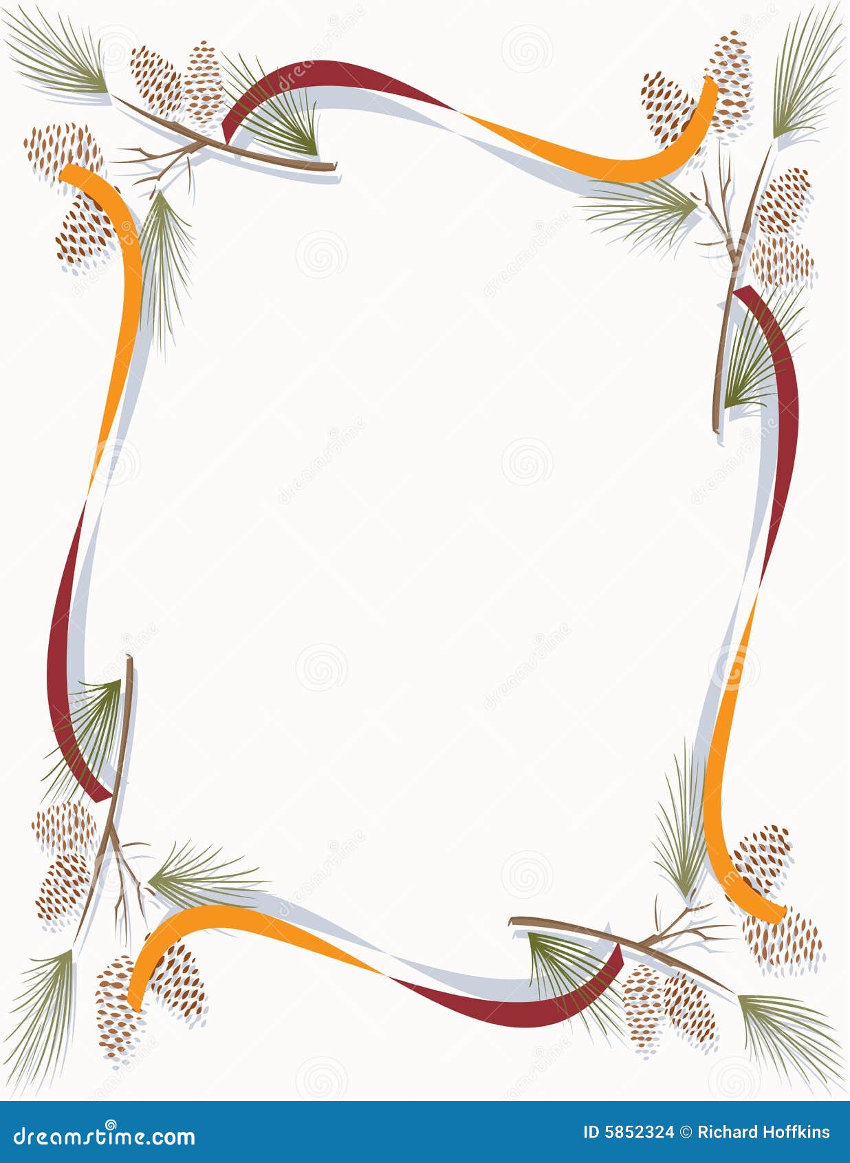 Autumn Pine Cone Border stock illustration. Illustration of border ...