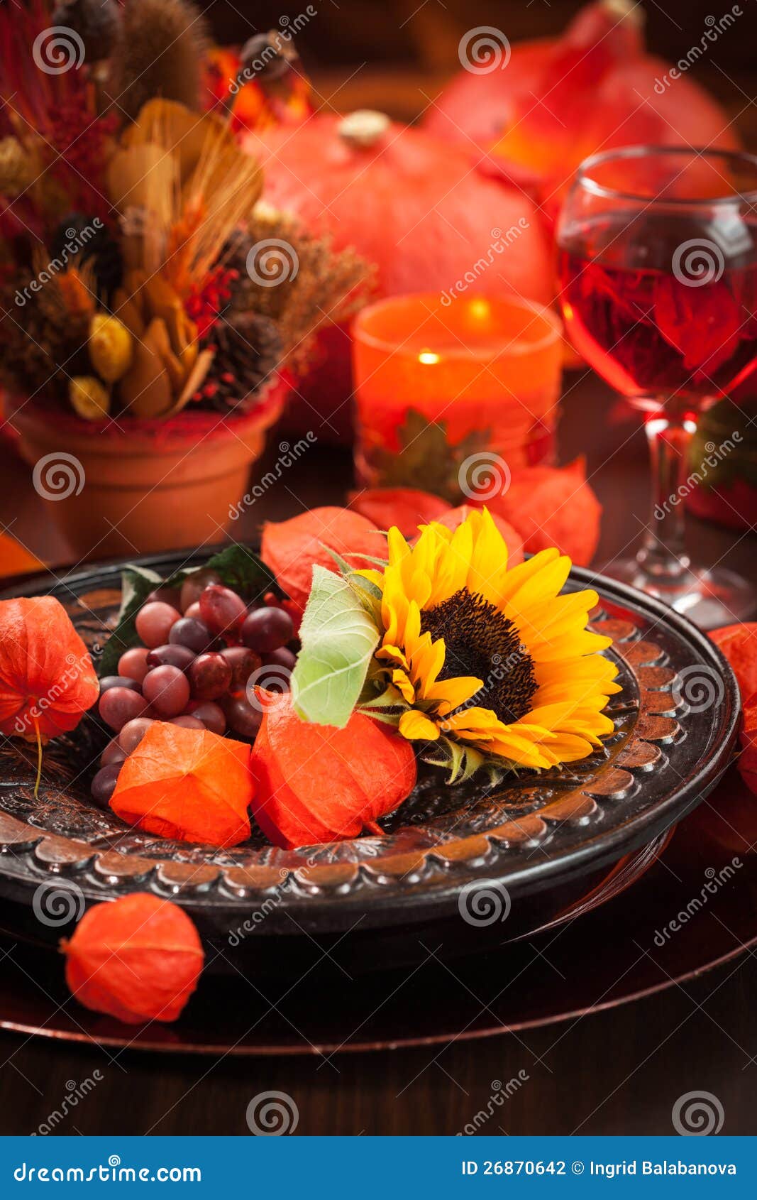 Autumn place setting stock photo. Image of candle, elegant - 26870642