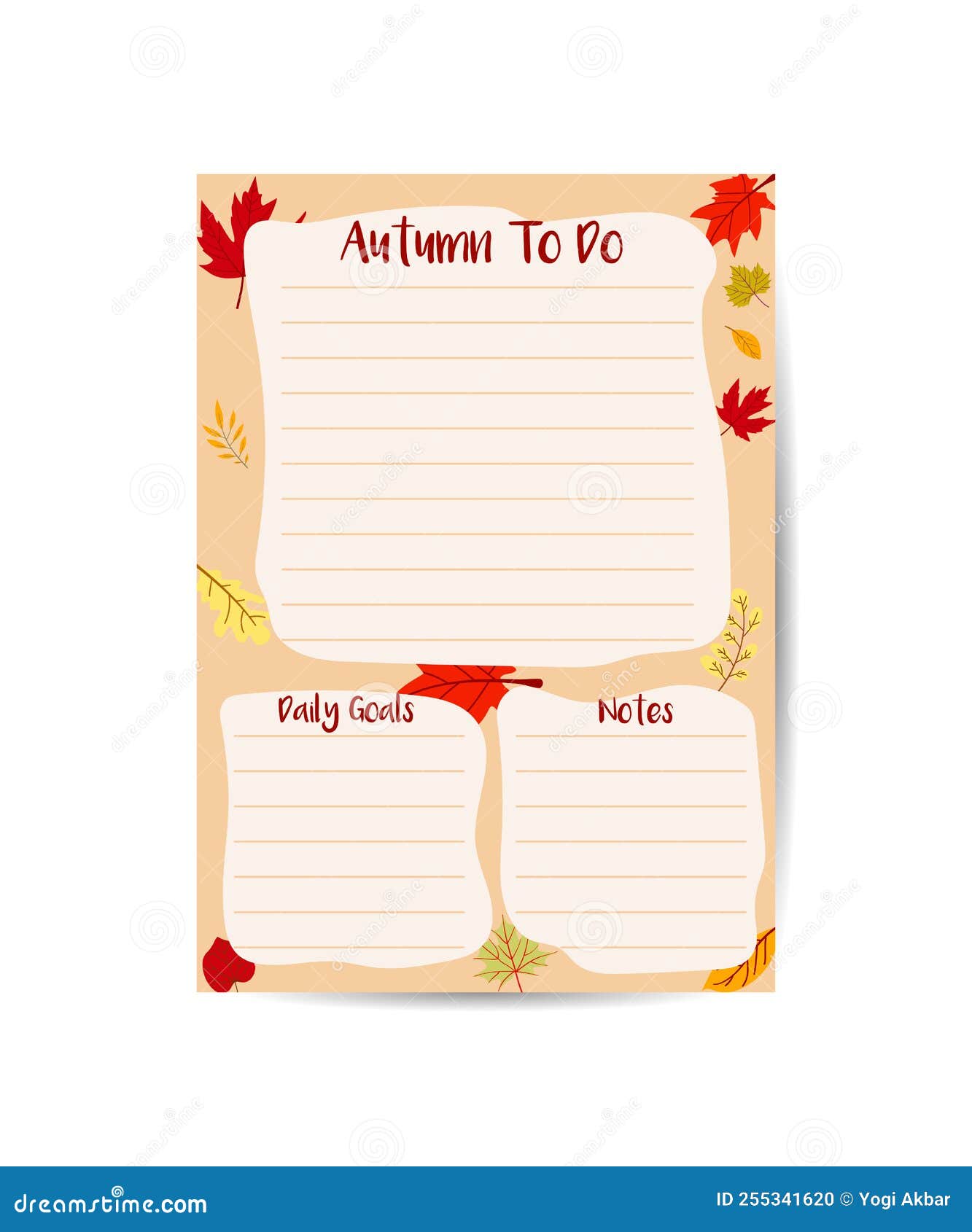 Planner Sheet Vector. Printable Vertical Notebook Page | CartoonDealer ...