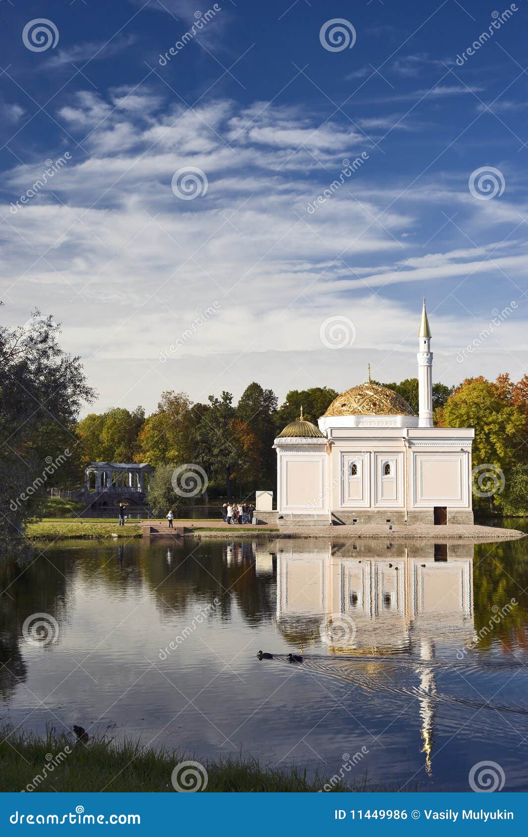 Autumn pond and mosque stock photo. Image of reflection - 11449986