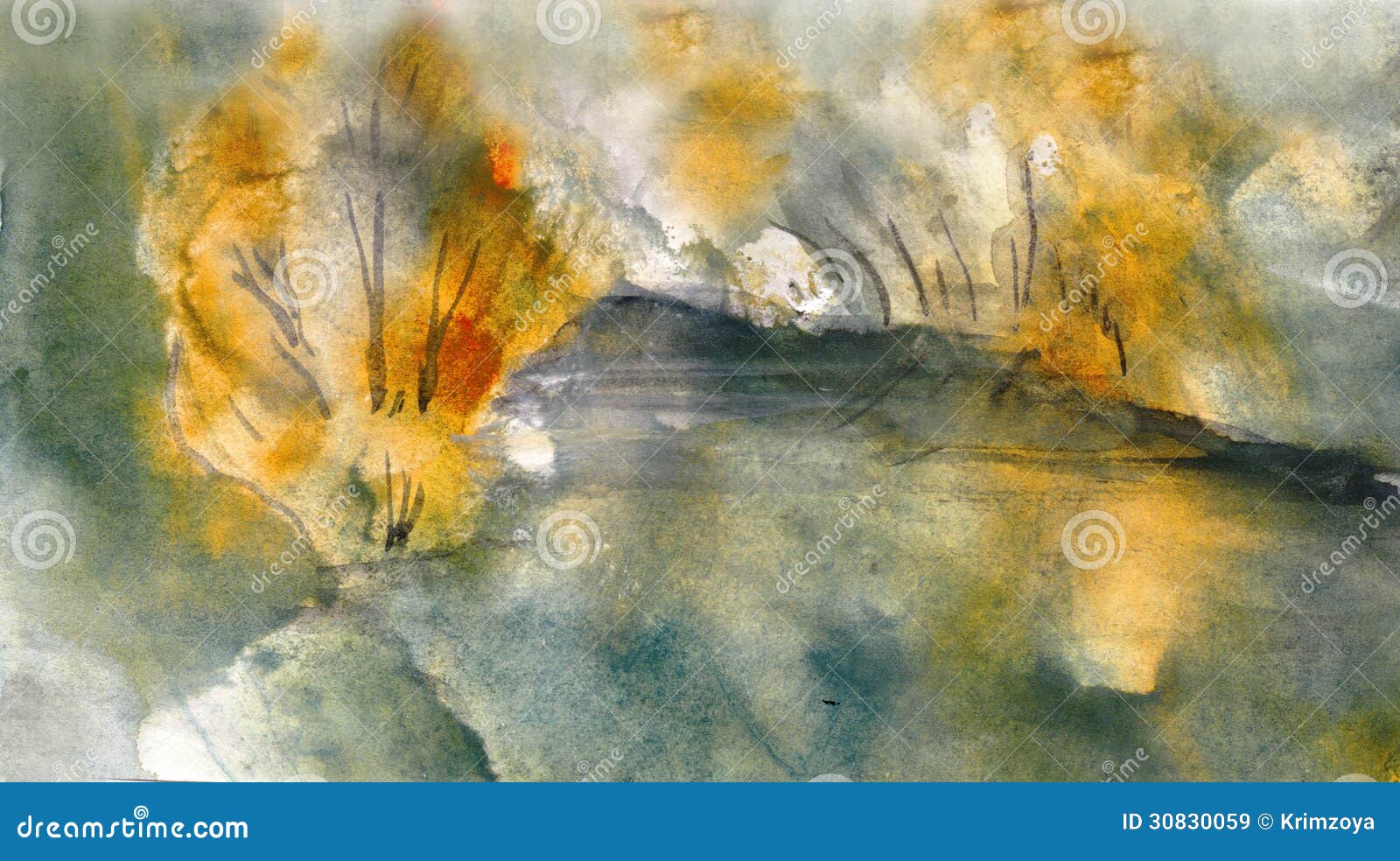 Autumn pond stock illustration. Illustration of view - 30830059