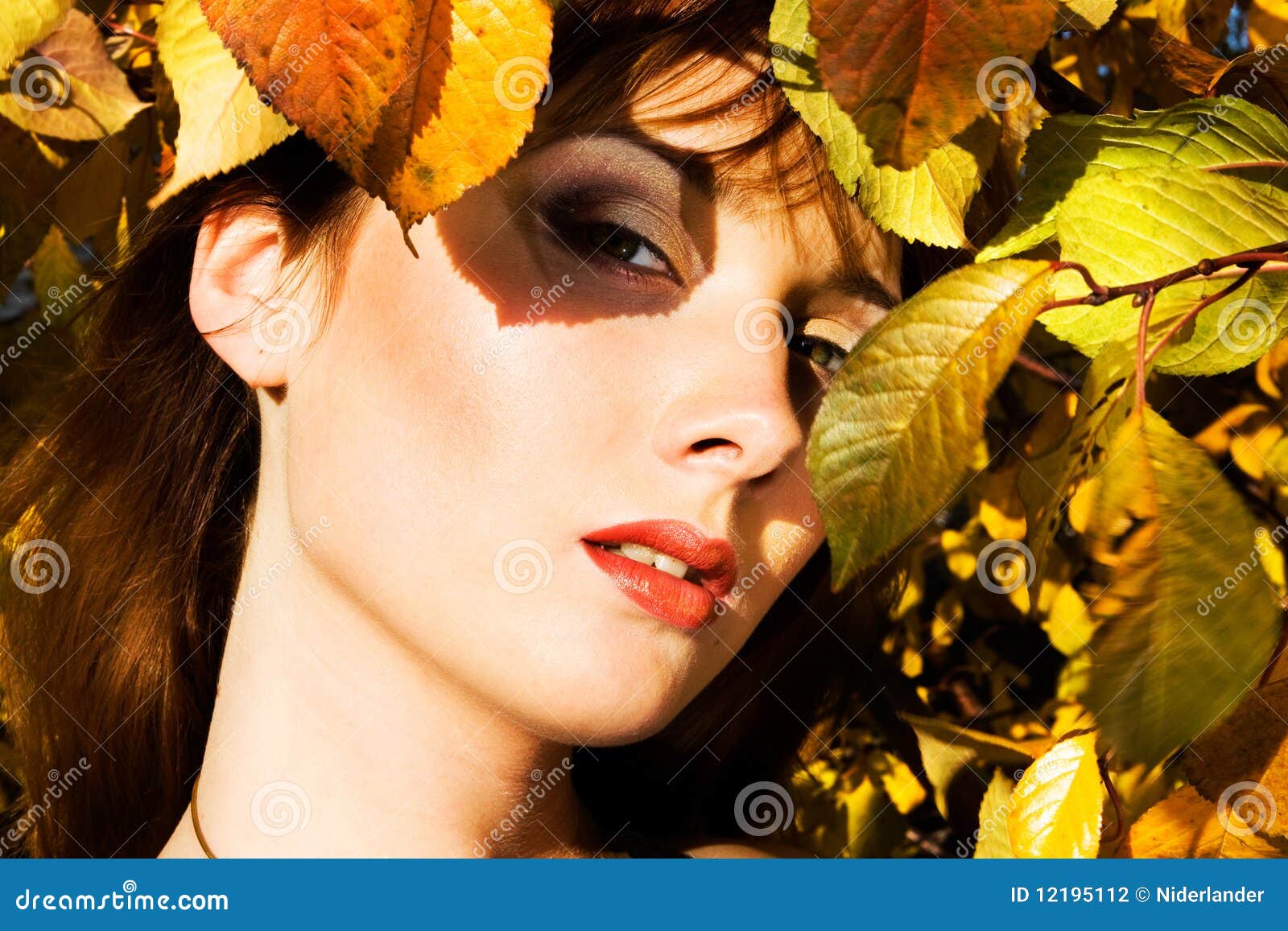 Autumn portrait stock photo. Image of attractive, lips - 12195112