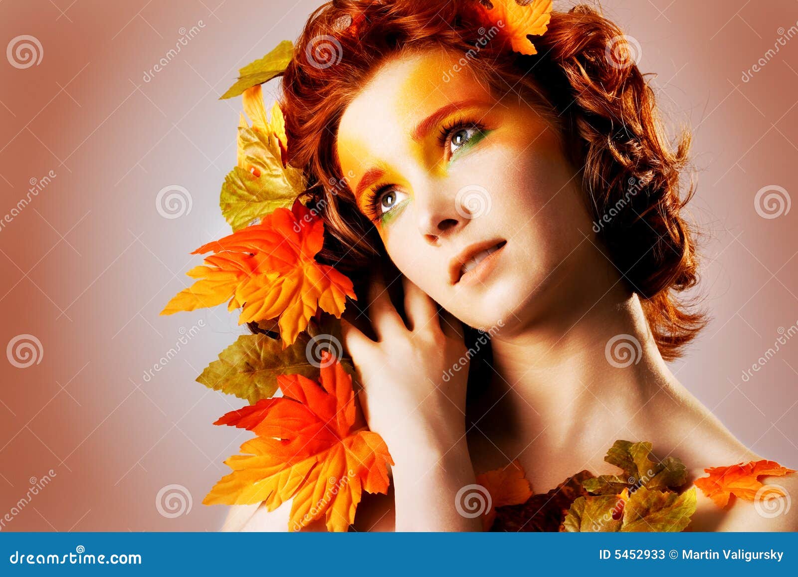 Autumn Portrait of a Beautiful Female Stock Image - Image of fall ...