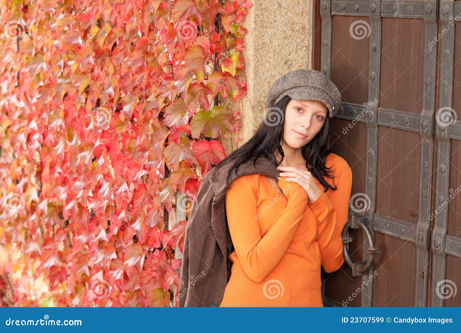 Autumn Portrait of Beautiful Young Female Model Stock Image - Image of ...