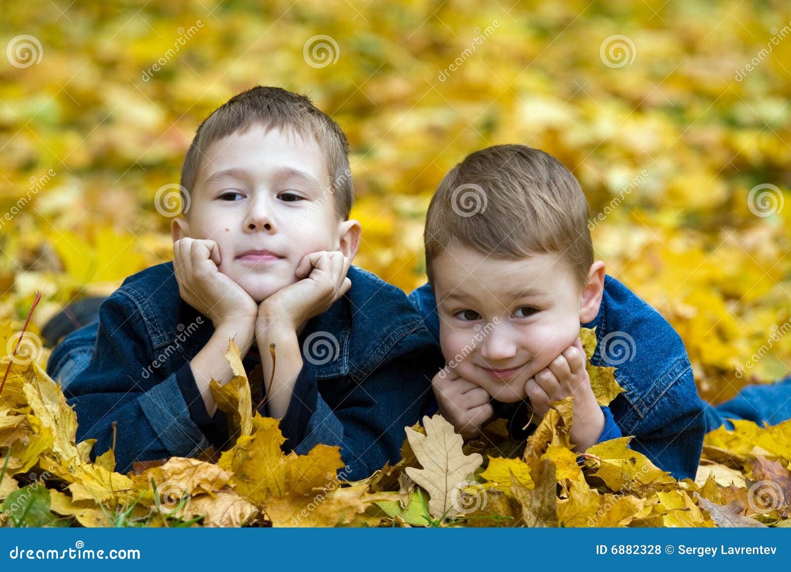 Autumn Portrait of Two Brothers Stock Photo - Image of male, friend ...