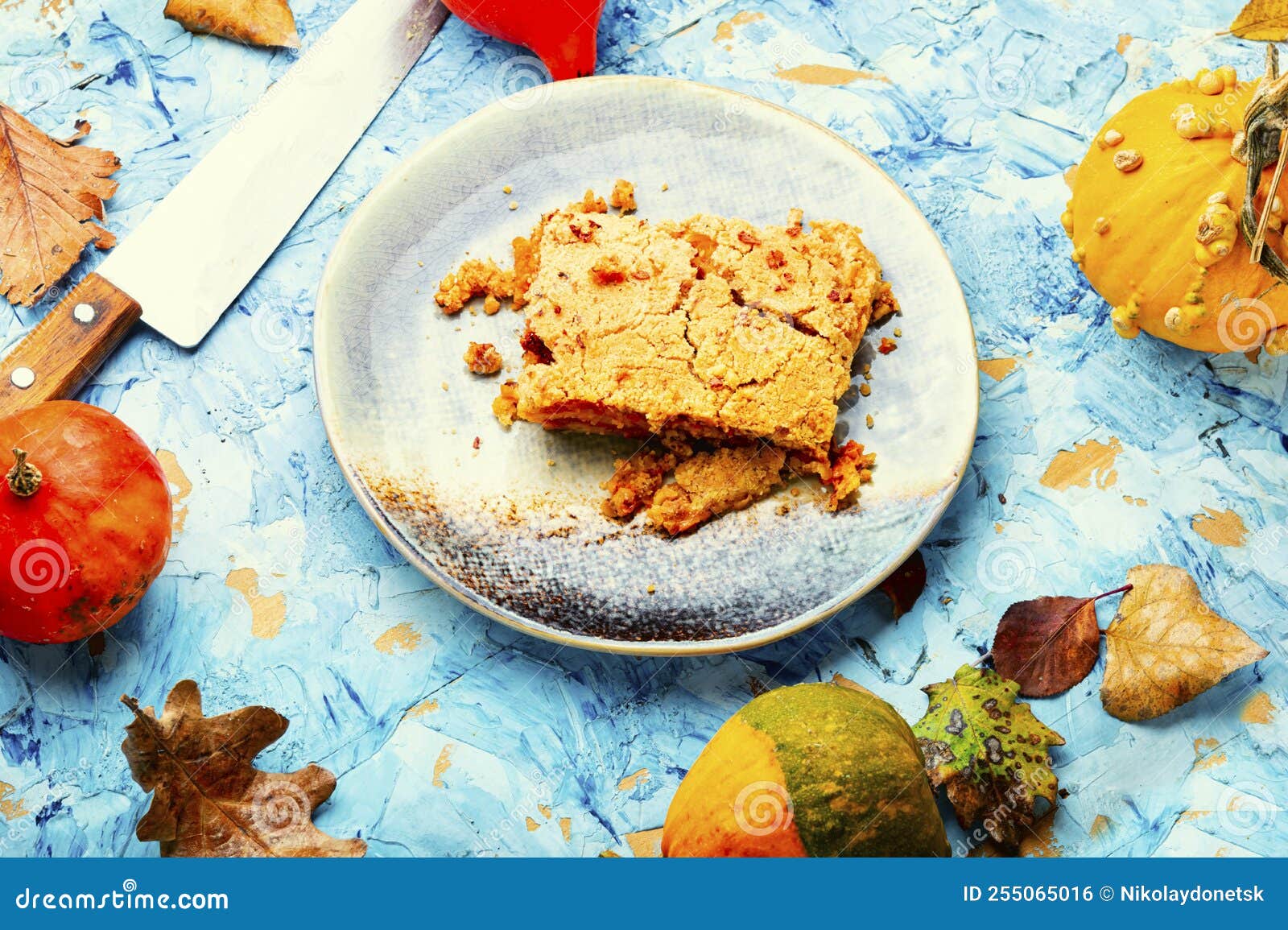 Autumn pumpkin pie stock photo. Image of confectionery - 255065016