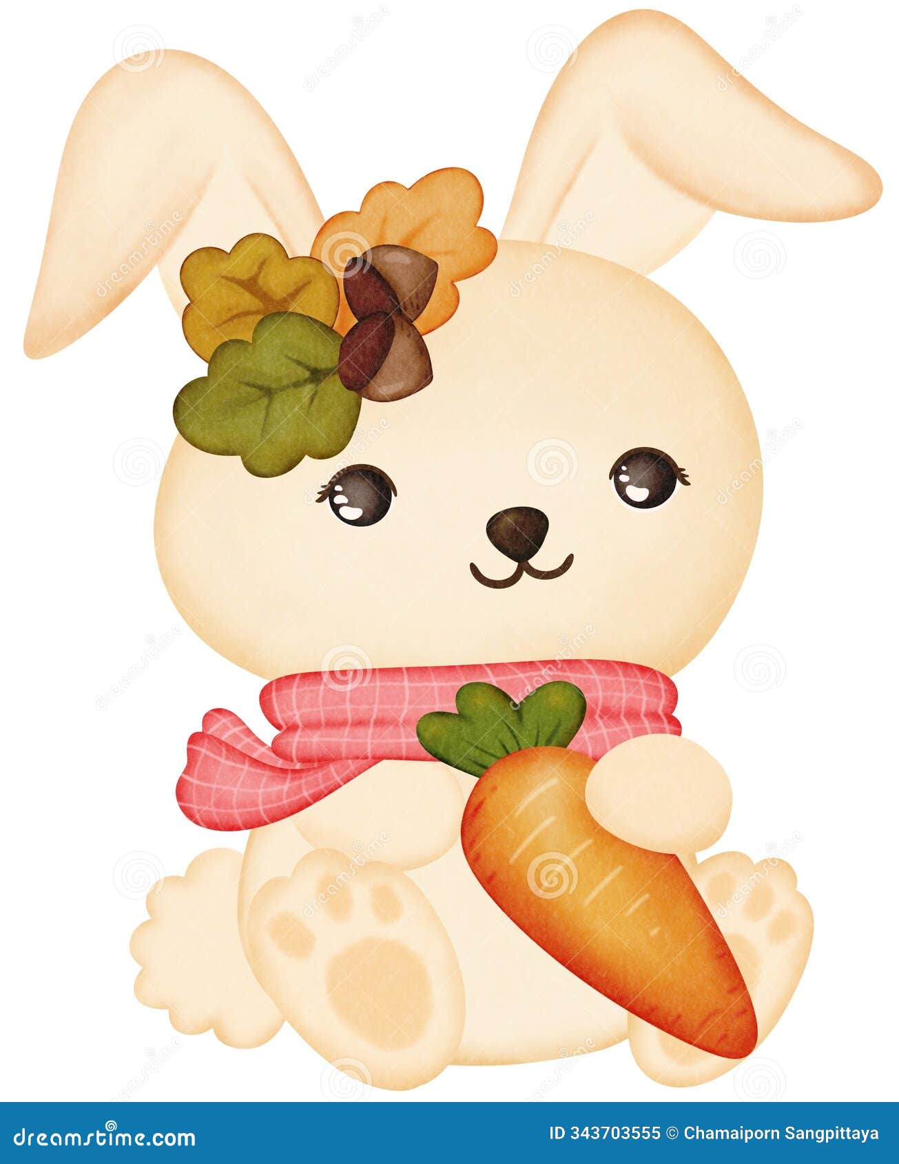 Autumn rabbit clipart stock image. Illustration of cute - 343703555