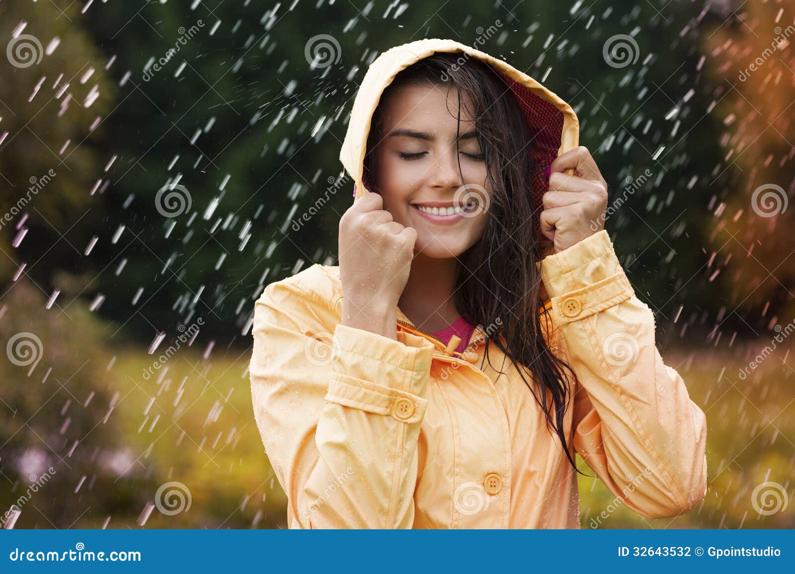 Autumn rain stock photo. Image of cheerful, beauty, person - 32643532