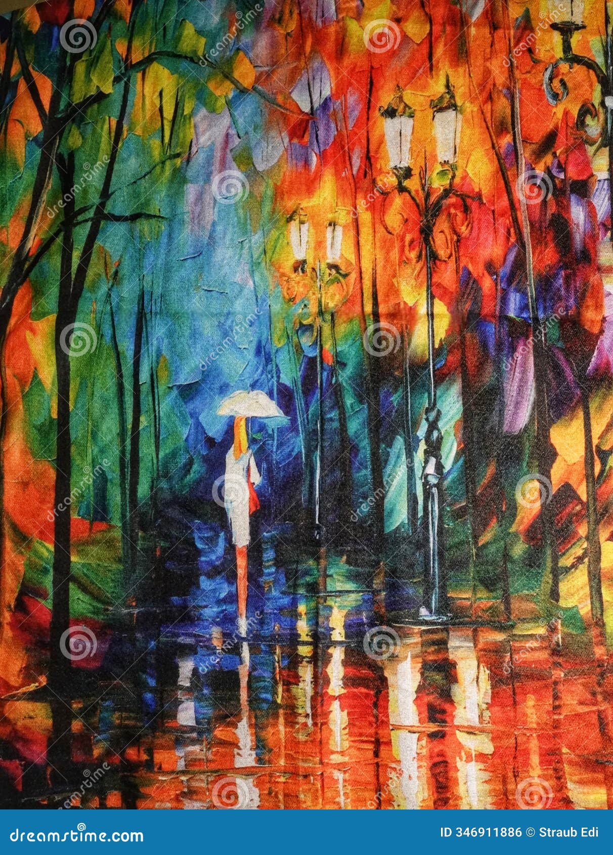 Autumn Rain, Print on a Scarf Stock Photo - Image of lady, reflections ...