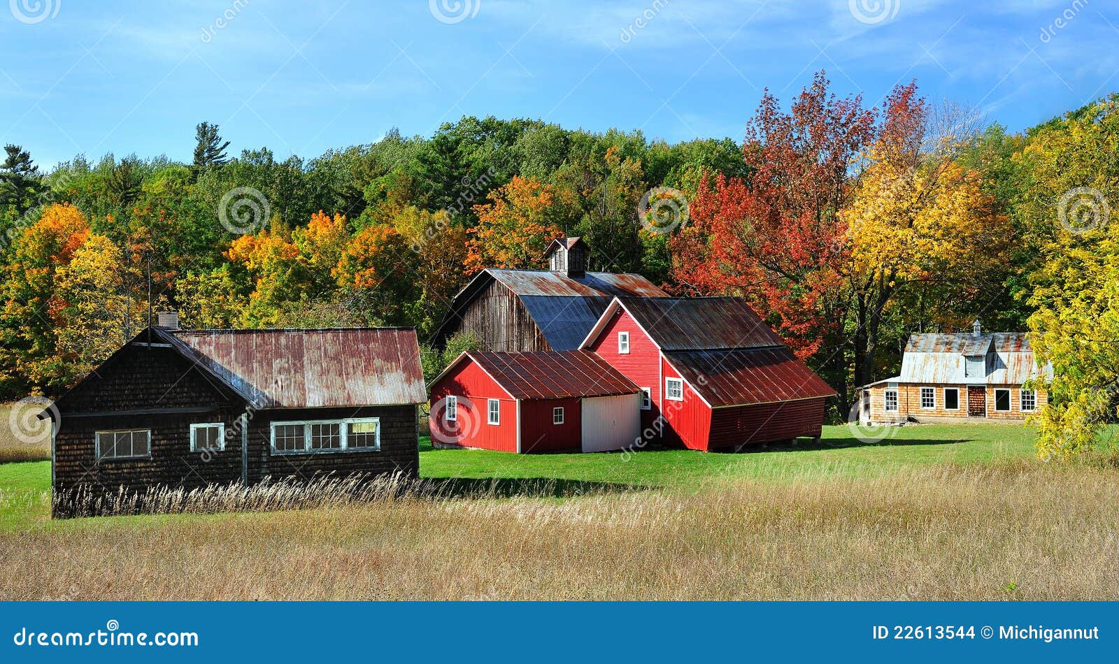 Autumn Red Barn, Michigan Sleeping Bear Dunes Stock Photo - Image of ...