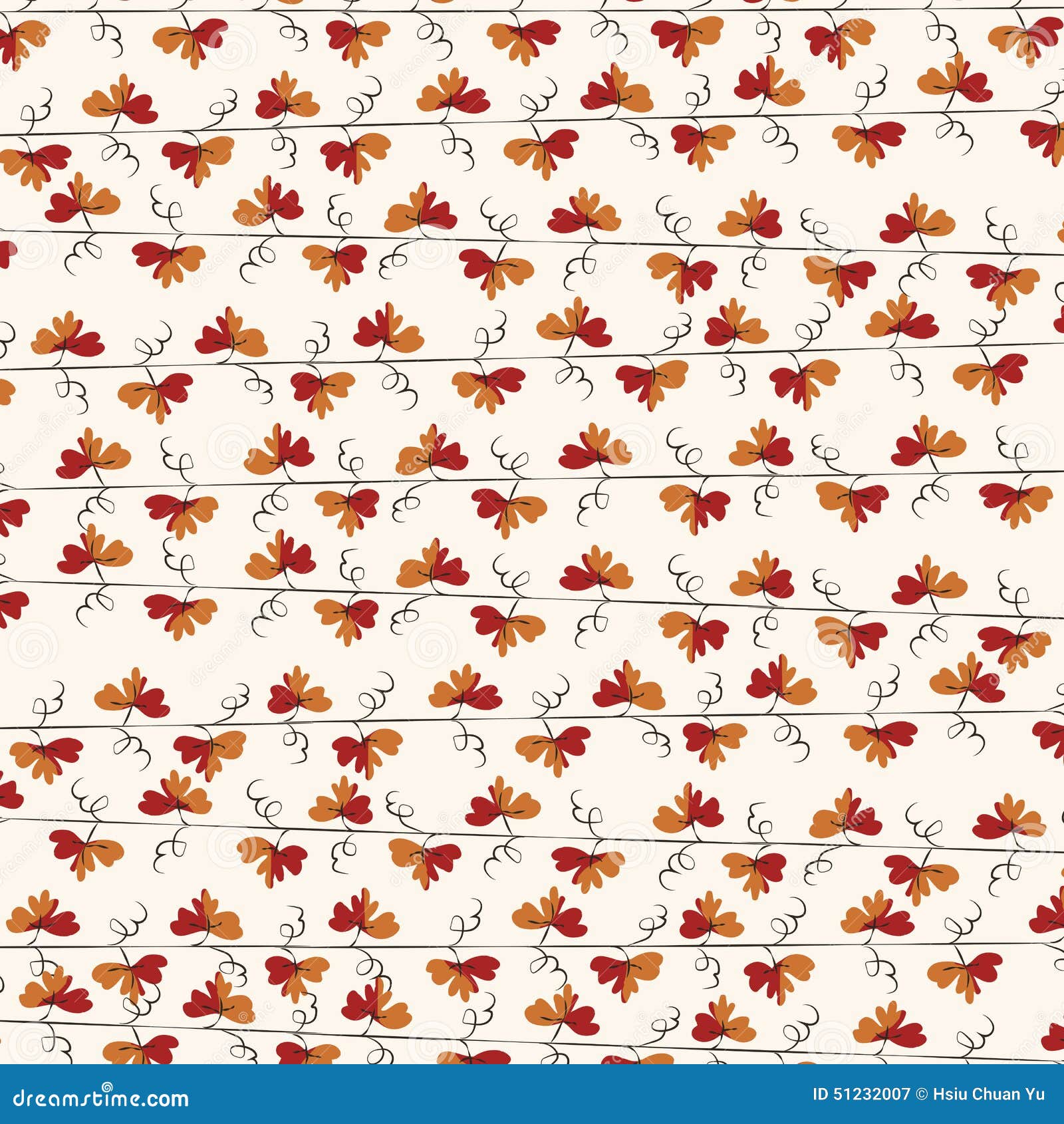 Autumn Red Leaf Vine Repeat Pattern Background. Stock Vector ...