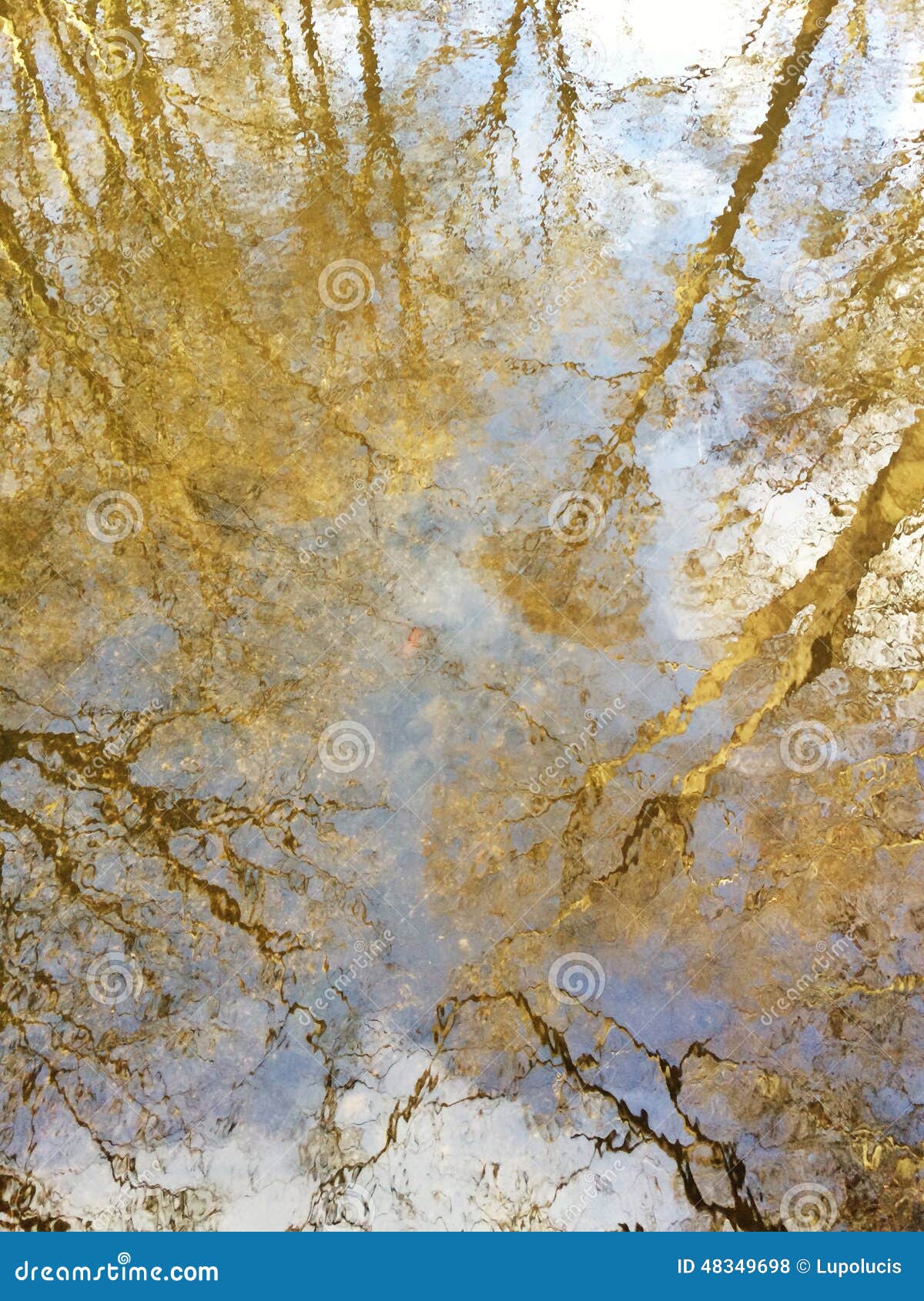 Autumn Reflection of Trees and Sky in Curled Water Stock Photo - Image ...