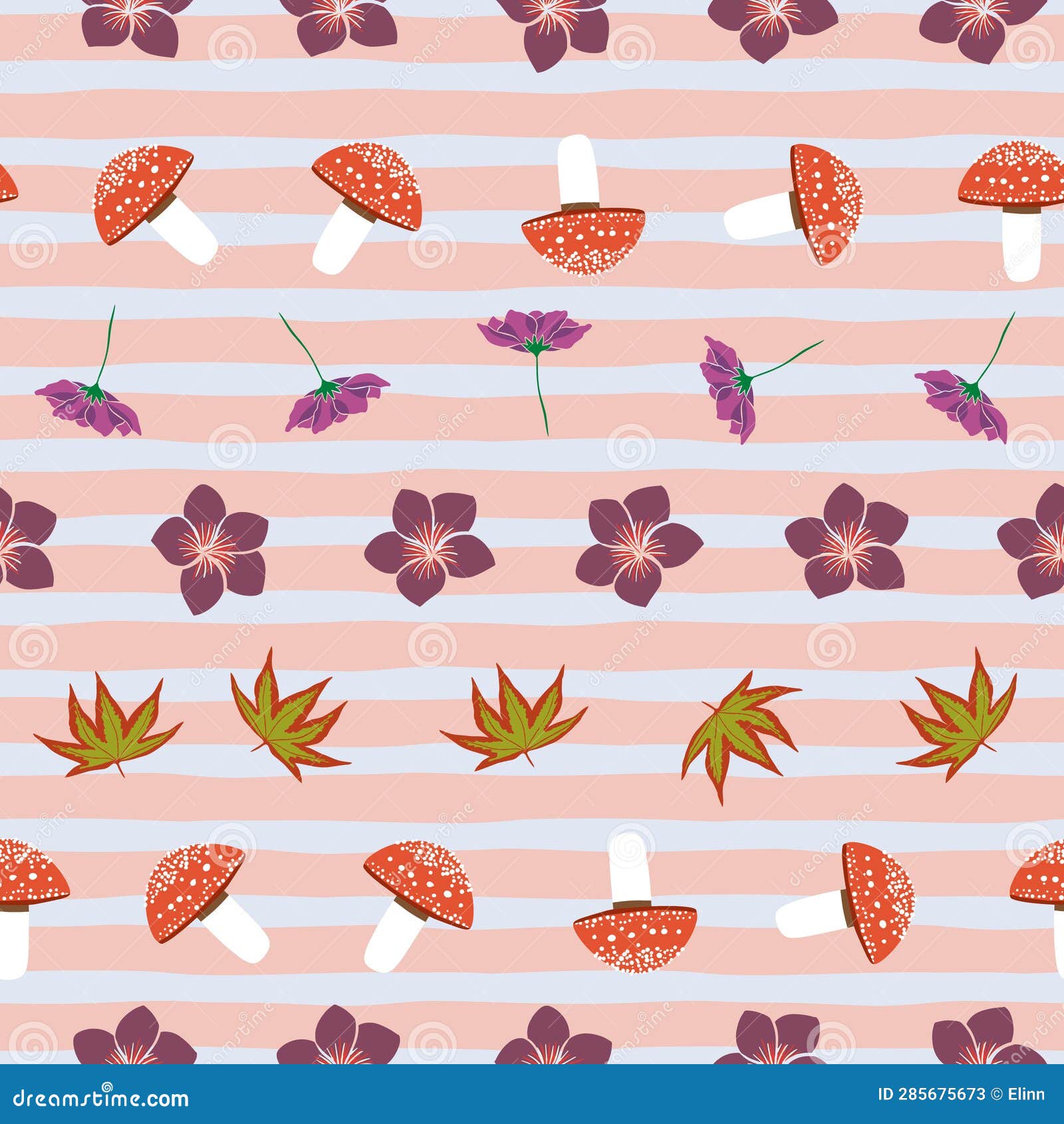 Autumn Repeat Pattern on Striped Background Stock Vector - Illustration ...