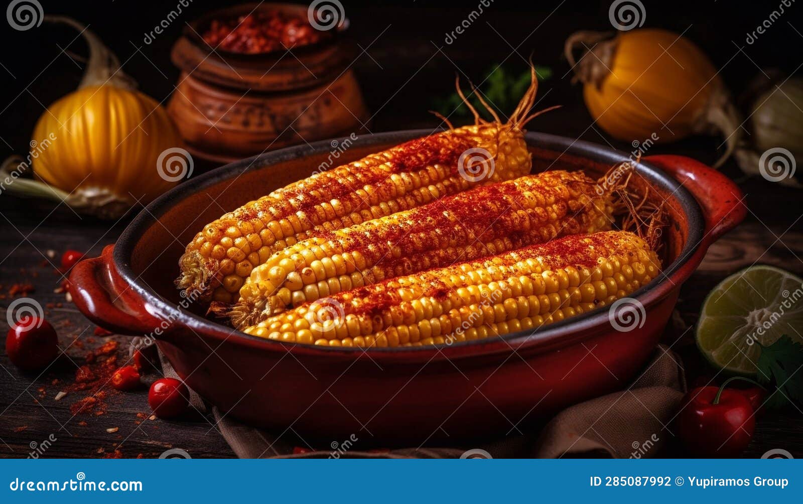Autumn Rustic Table Displays Organic Vegetarian Food, Fresh Corn On Cob ...