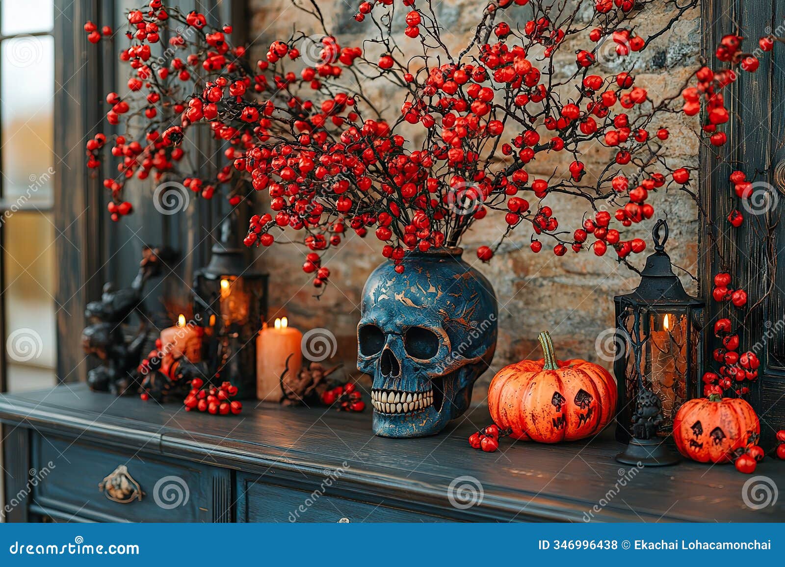 Autumn S Haunting Gothic Mantelpiece with Mythical Creatures Stock ...