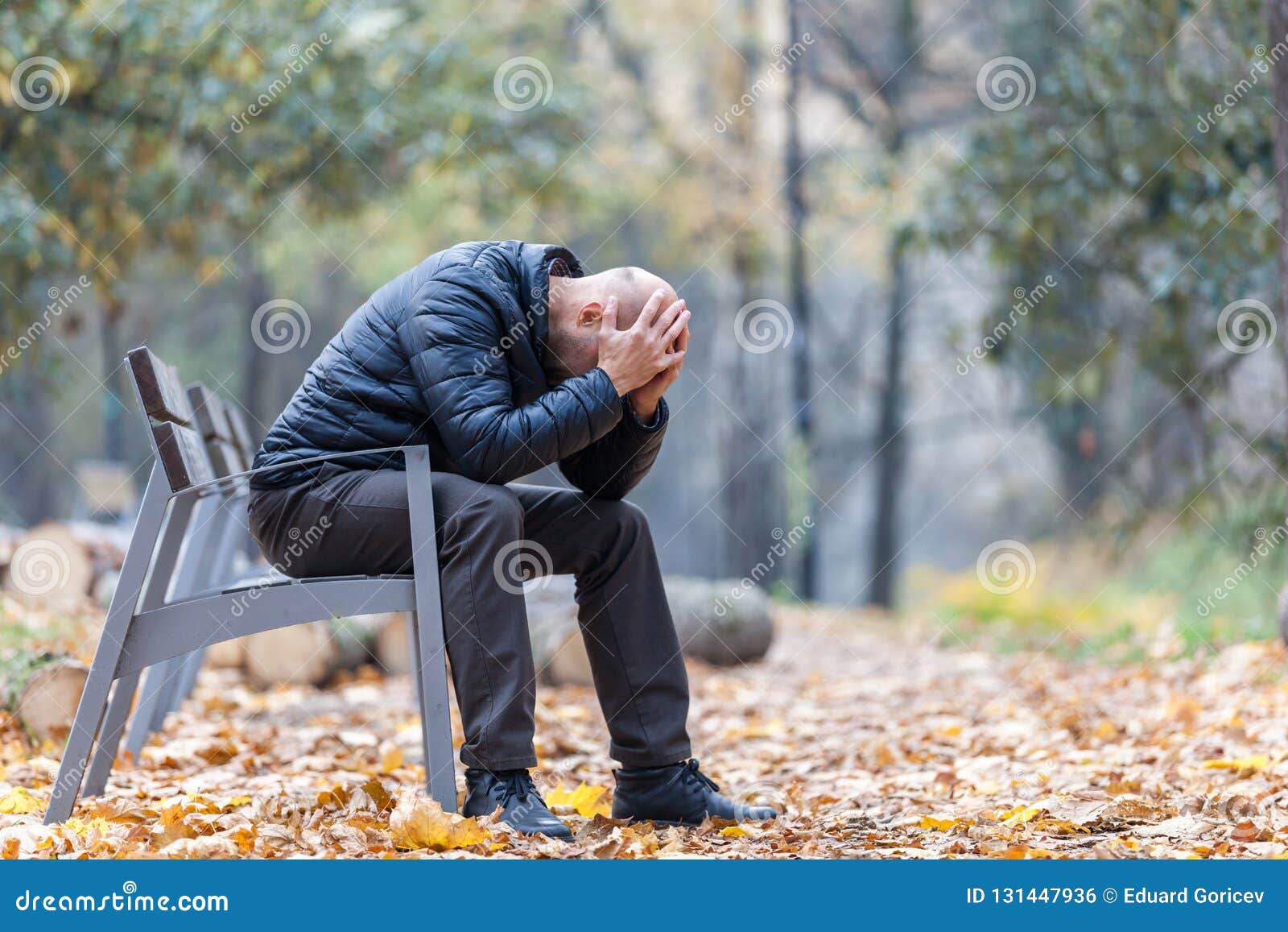 Autumn Sadness and Depression in the Park Stock Photo - Image of ...