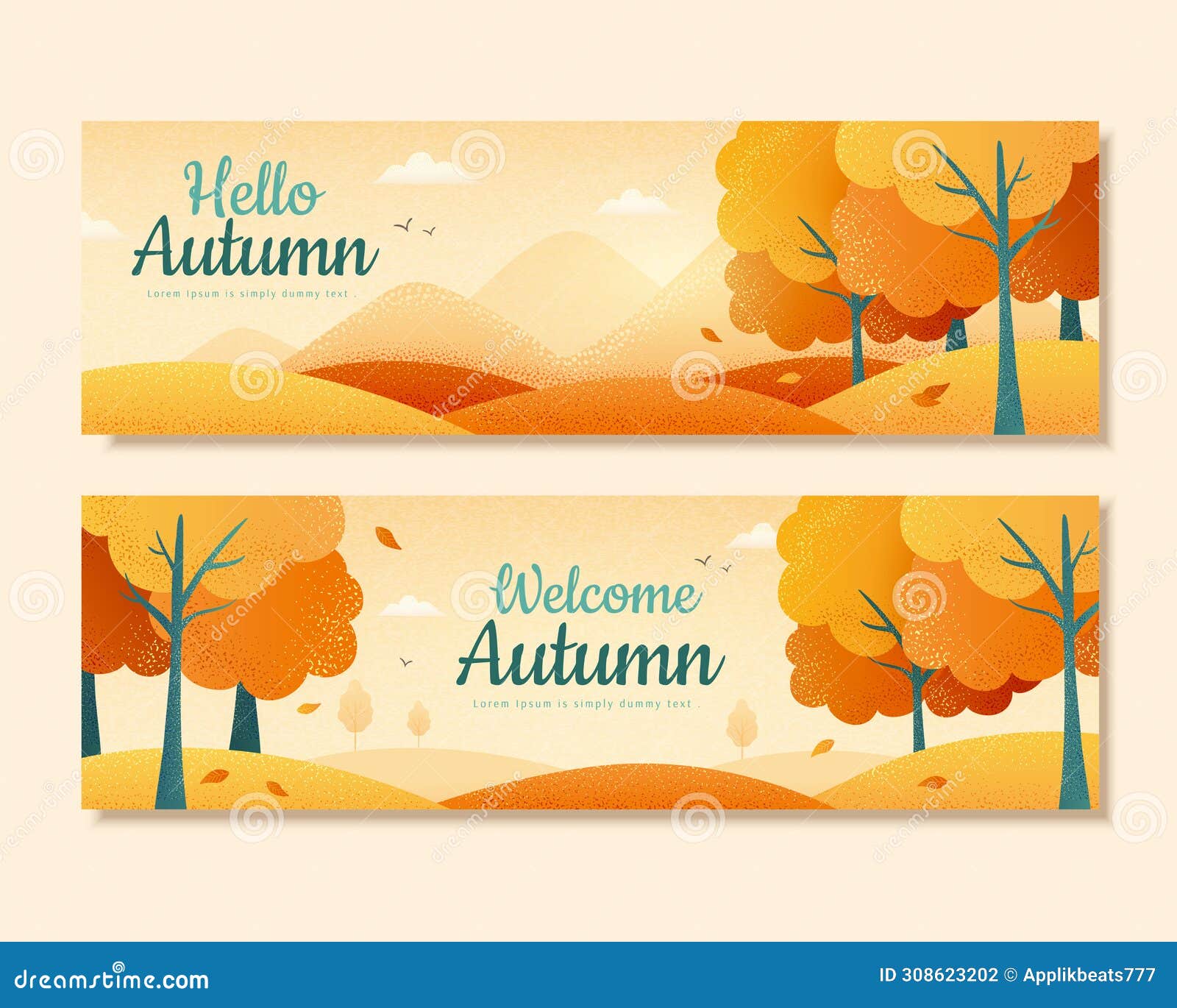 Autumn scene banner design stock vector. Illustration of fall - 308623202
