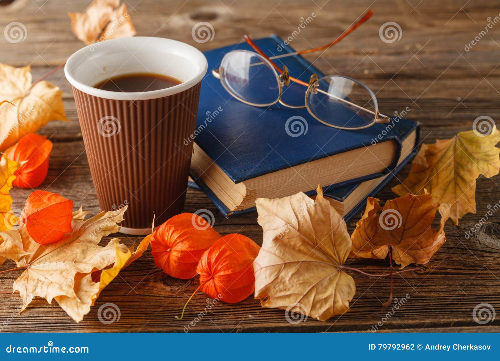 Autumn Scene. Coffee Cup and Books Stock Photo - Image of clean ...