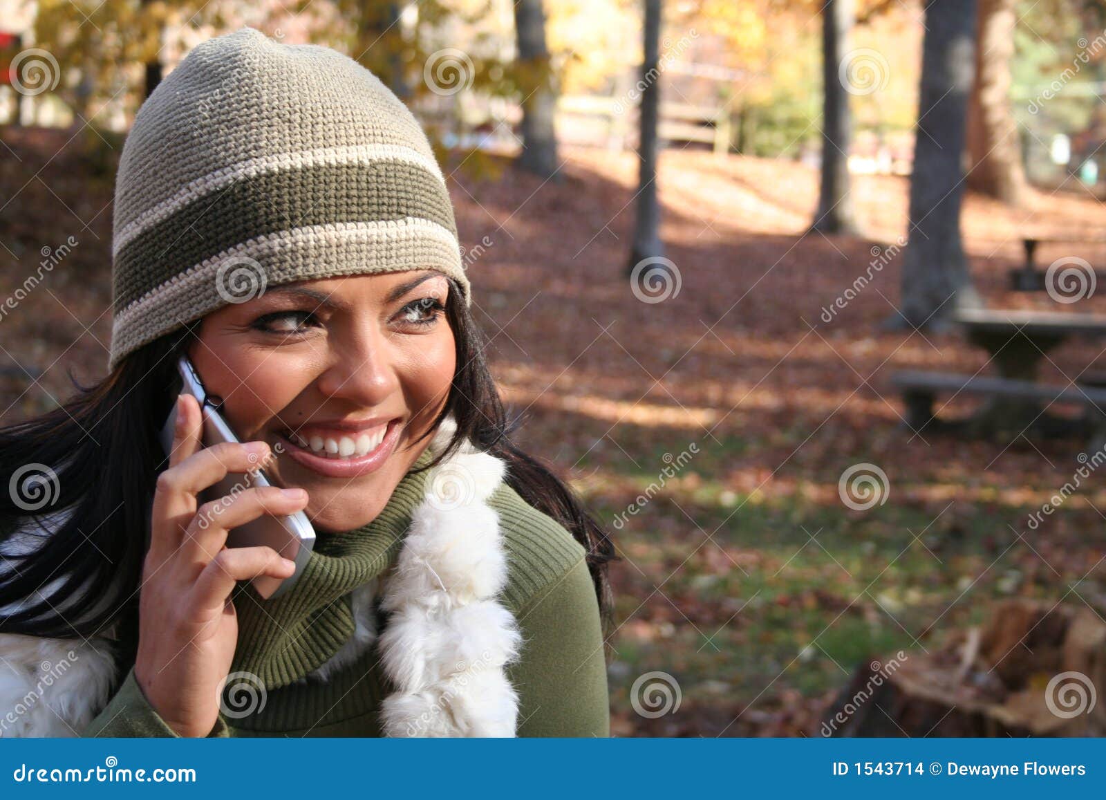 Autumn Scene Fall Woman with Cell Phone Stock Photo - Image of scarf ...