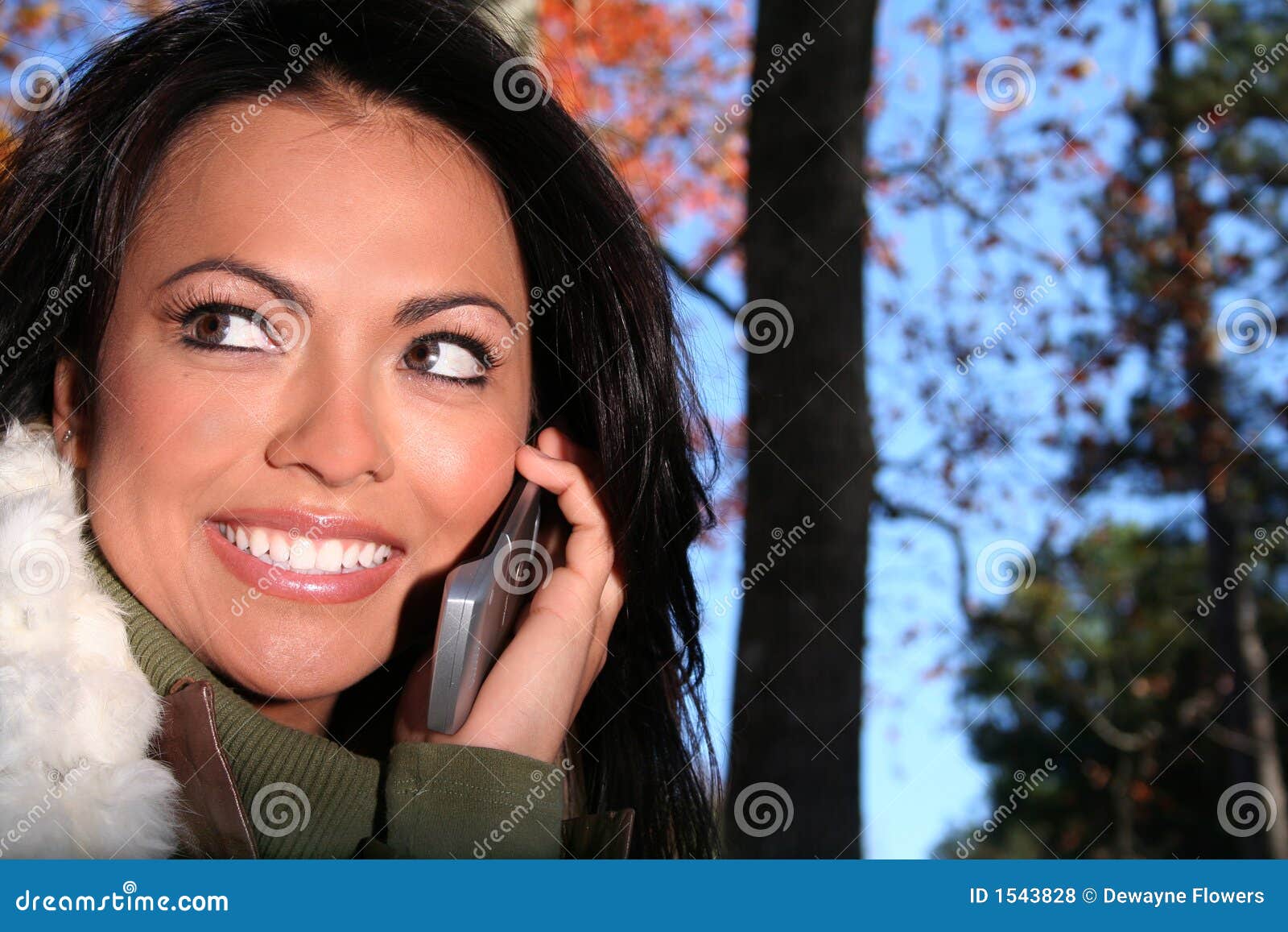 Autumn Scene Fall Woman with Cell Phone Stock Photo - Image of female ...