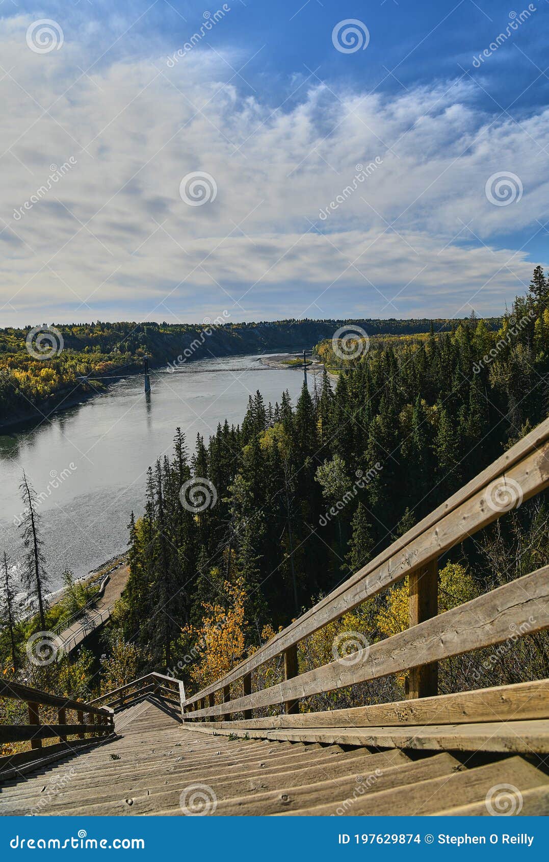 Autumn Scene Wolf Willow Stairs River Valley Edmonton Alberta Canada ...