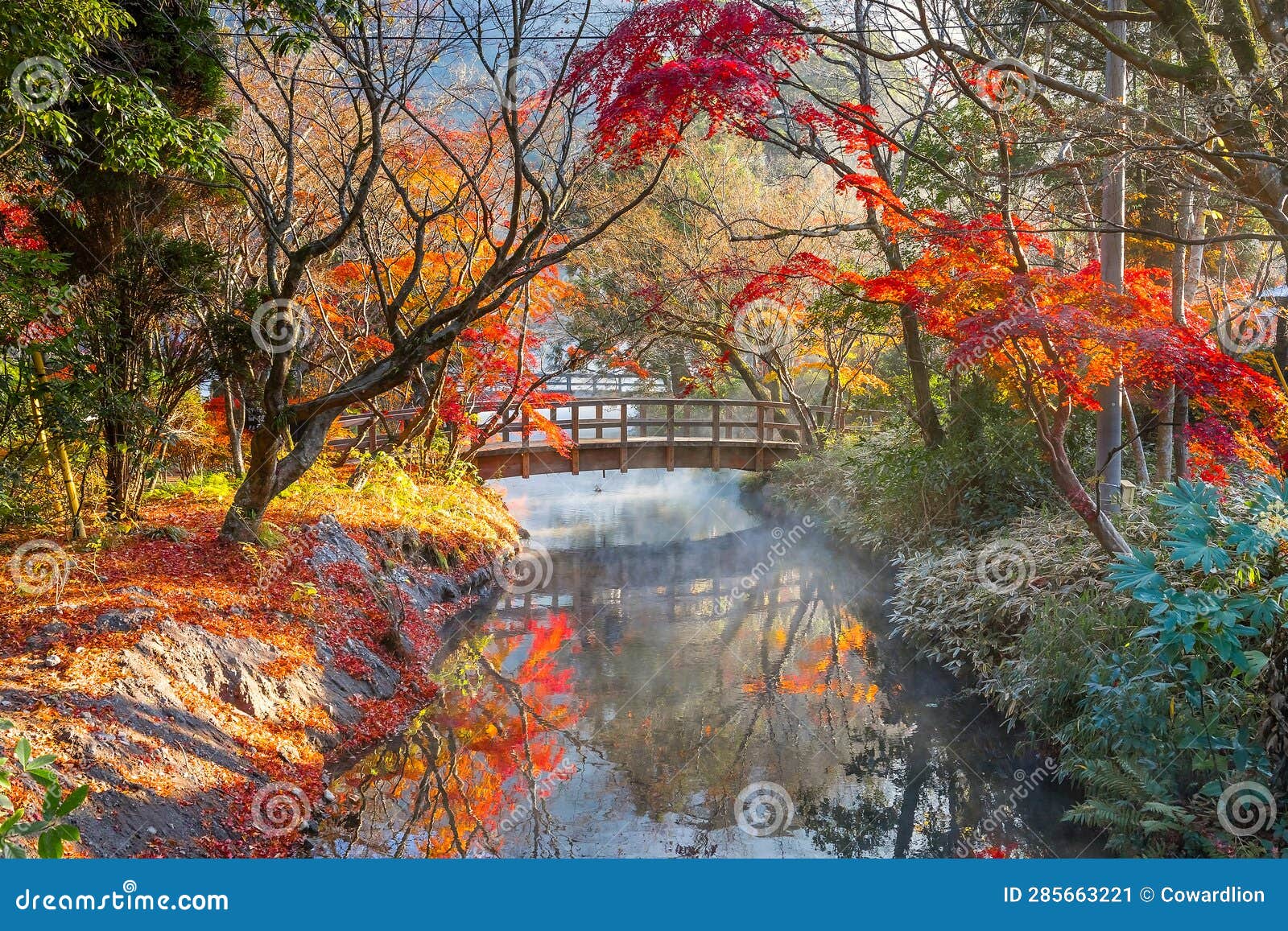 Autumn Scenery in a Park in the Famous Yufuin Resort Town Stock Image ...