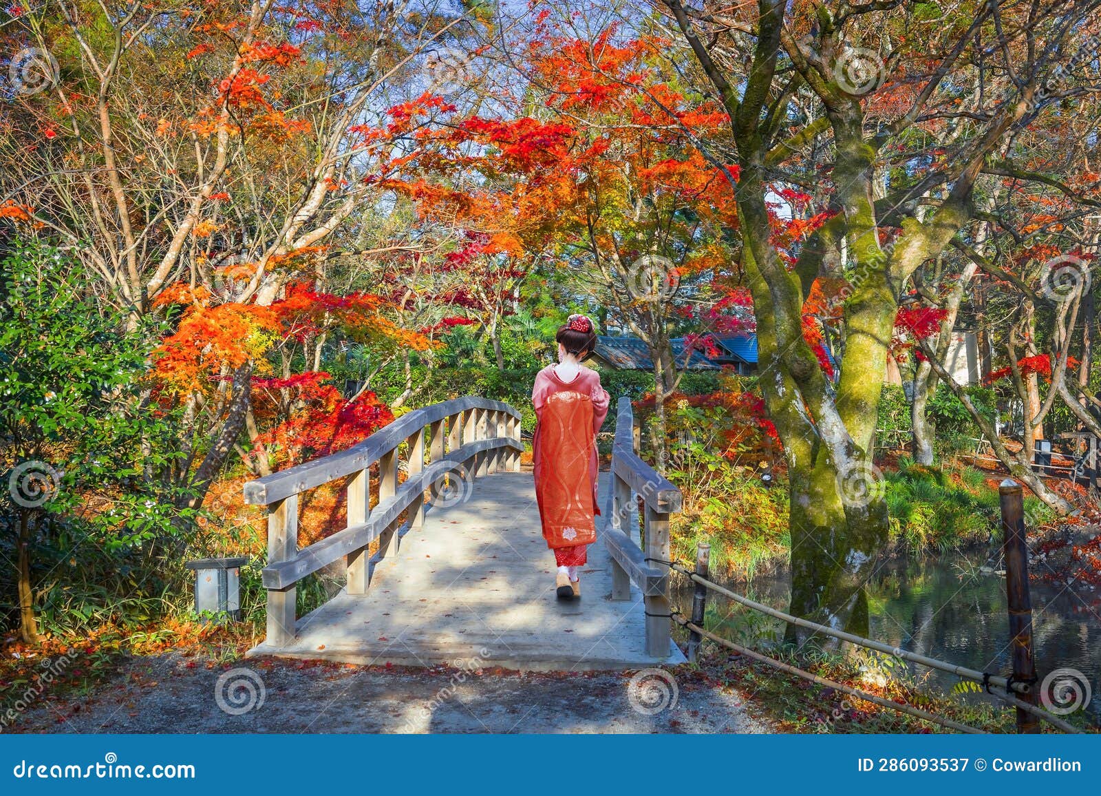 Autumn Scenery in a Park in the Famous Yufuin Resort Town Stock Image ...