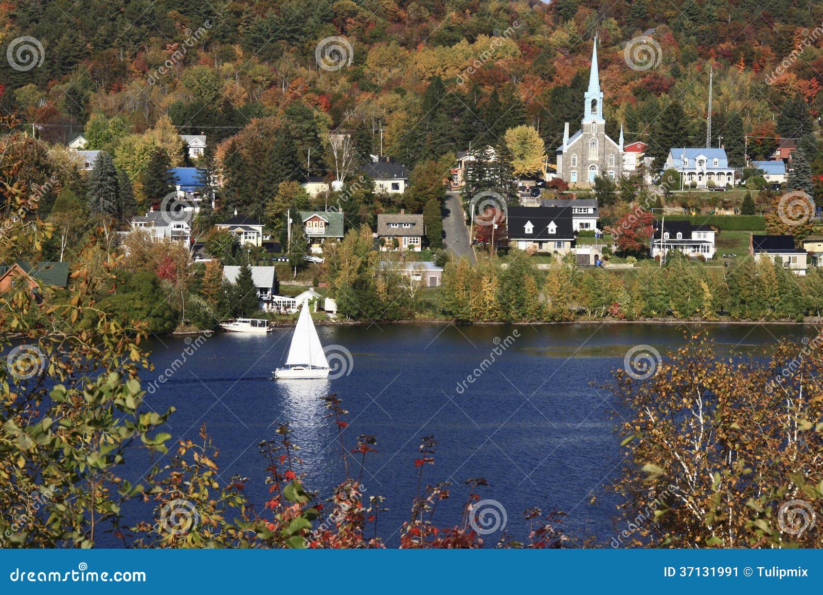 Autumn Scenery in Quebec, Canada Stock Image - Image of church, autumn ...