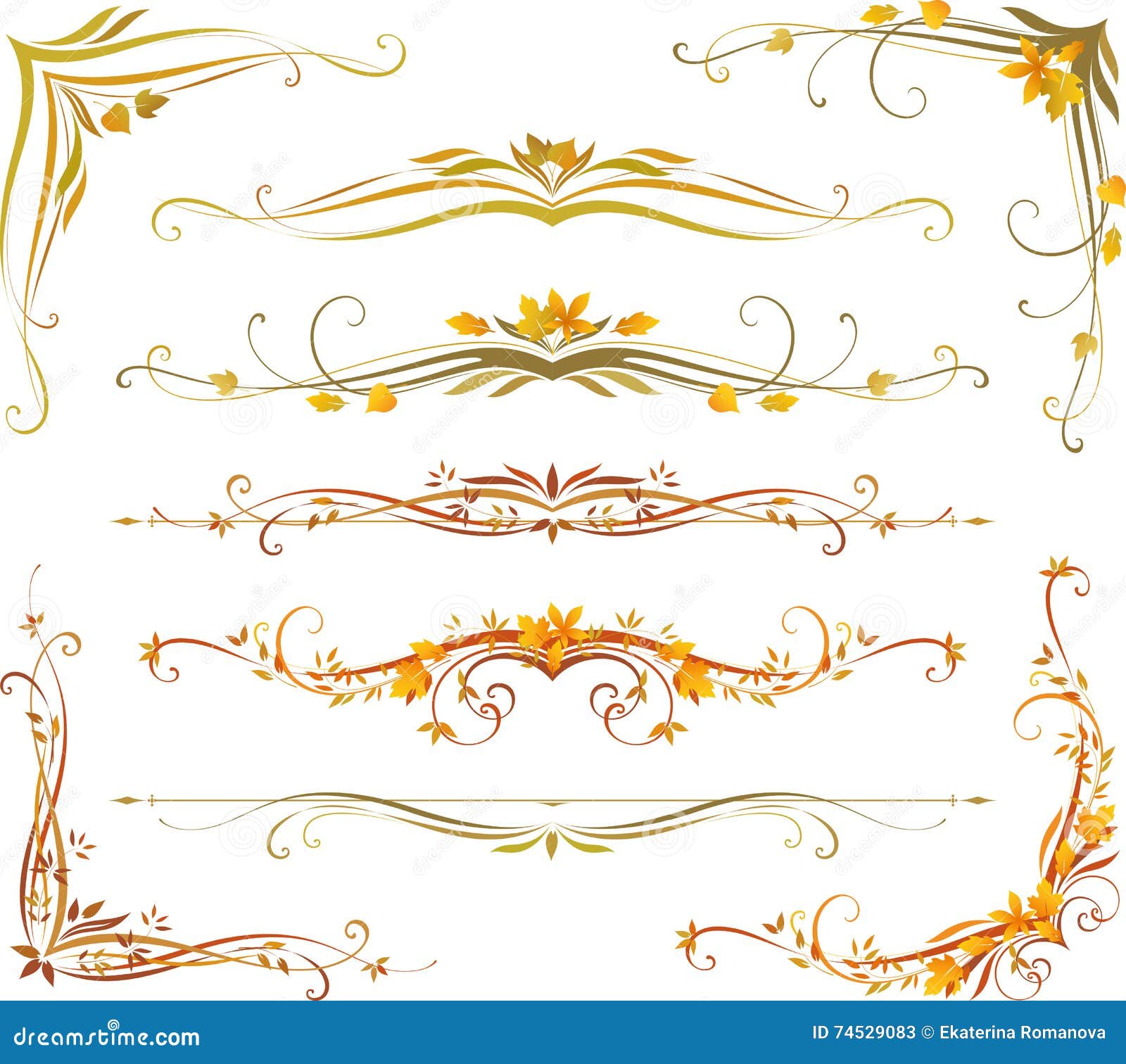 Autumn scroll set stock vector. Illustration of autumn - 74529083