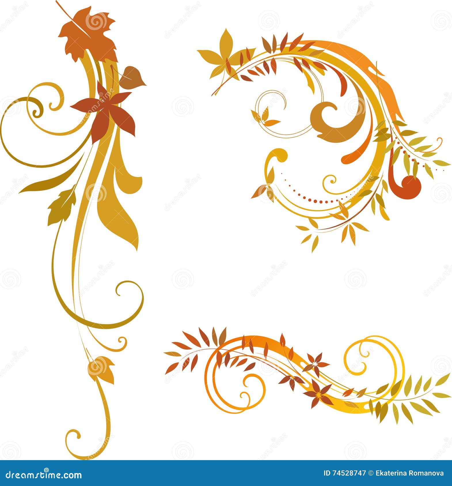 Autumn scrolls stock vector. Illustration of flowing - 74528747