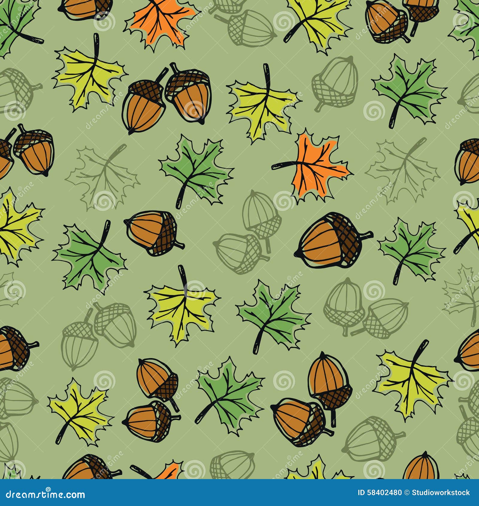 Autumn Seamless pattern. stock vector. Illustration of seamless - 58402480