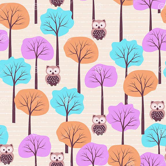 Autumn seamless pattern stock vector. Illustration of owls - 44503559