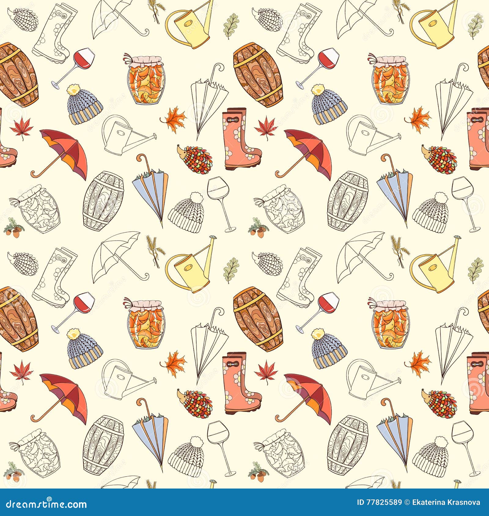 Autumn seamless pattern stock vector. Illustration of november - 77825589