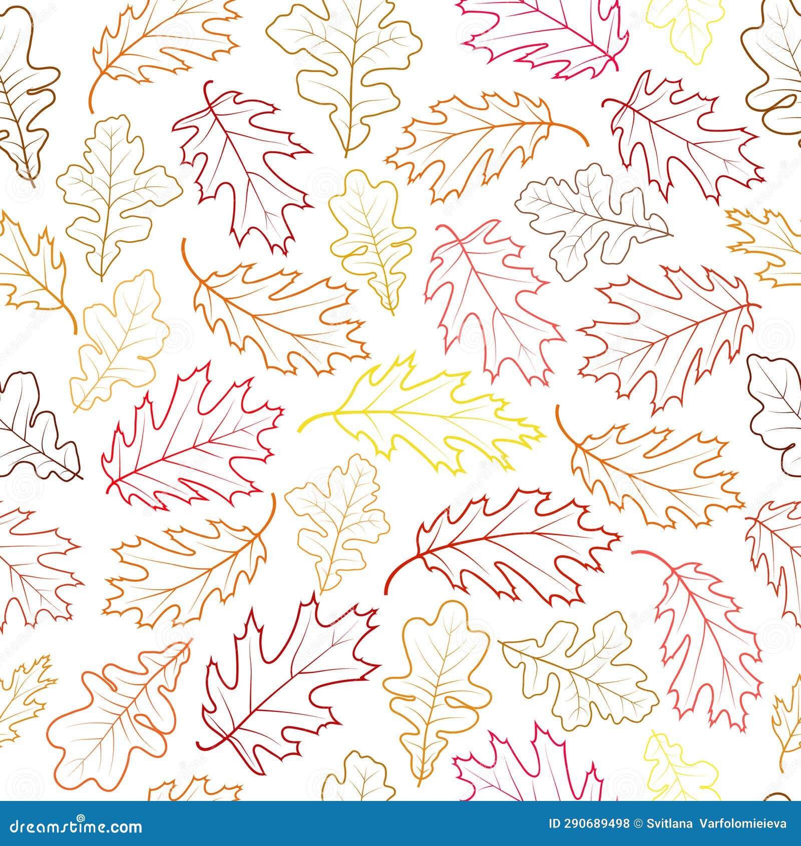 Autumn Colorful Oak Leaf Outlines Vector Seamless Pattern Design ... Autumn Colorful Oak Leaf Outlines Vector Seamless Pattern Design ...