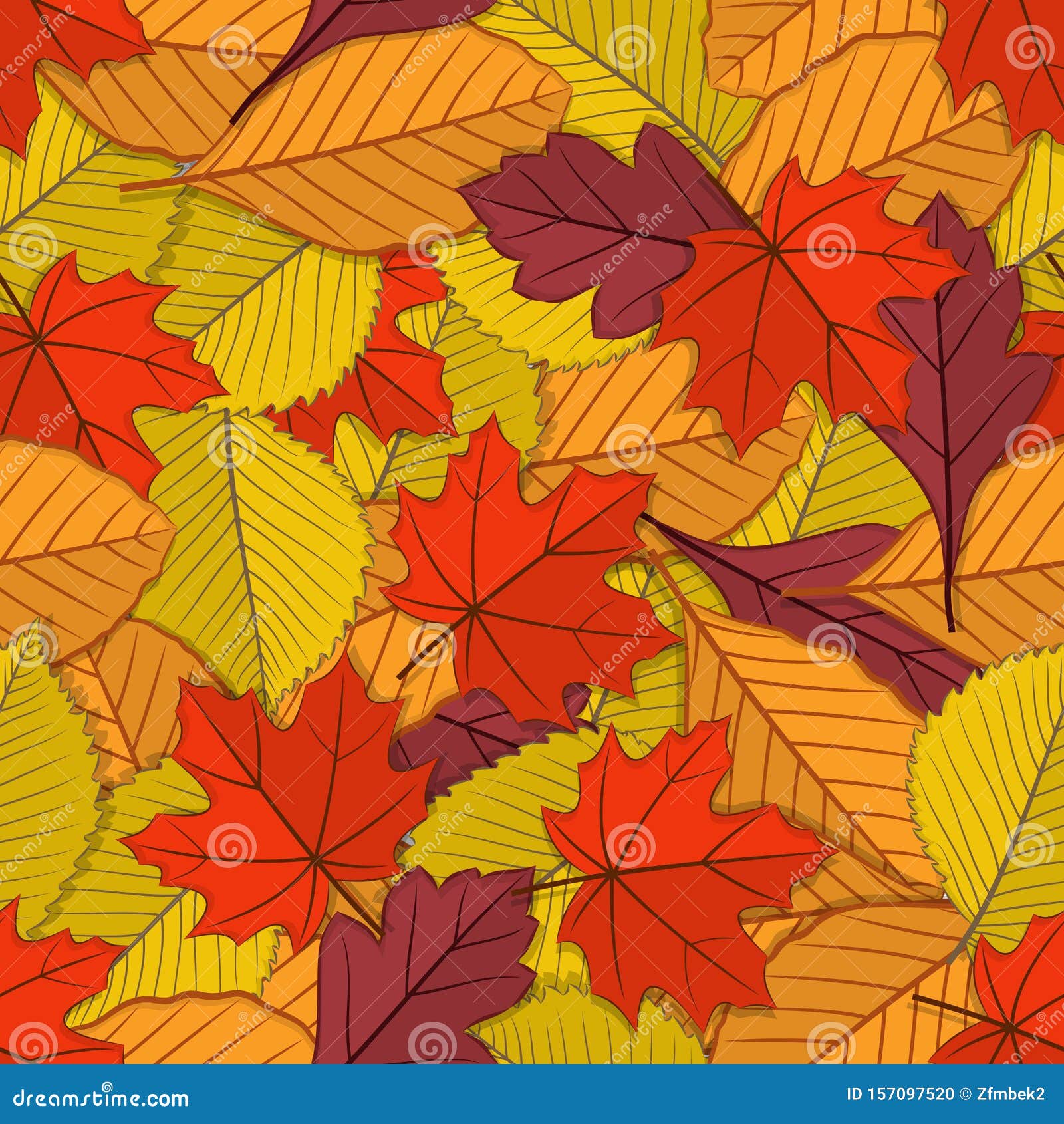 Autumn Seamless Pattern with Fall Leaves. Stock Vector - Illustration ...