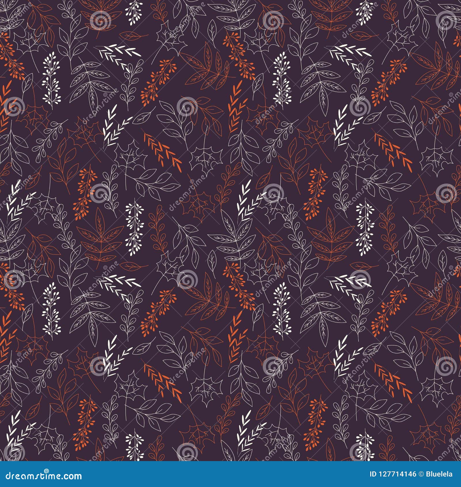 Autumn Floral Seamless Pattern With Leaves And Flowers. Fall Vintage ...