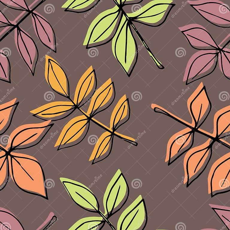 Autumn Seamless Pattern with Leaves Stock Vector - Illustration of ...