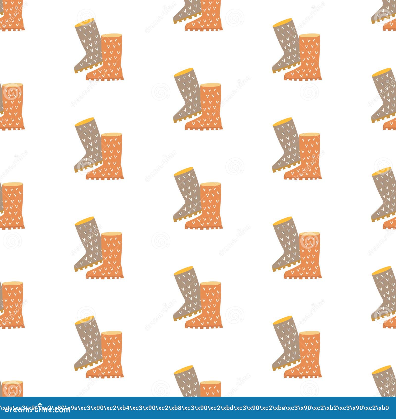 Autumn Seamless Pattern with Rubber Boots on a White Background Stock ...