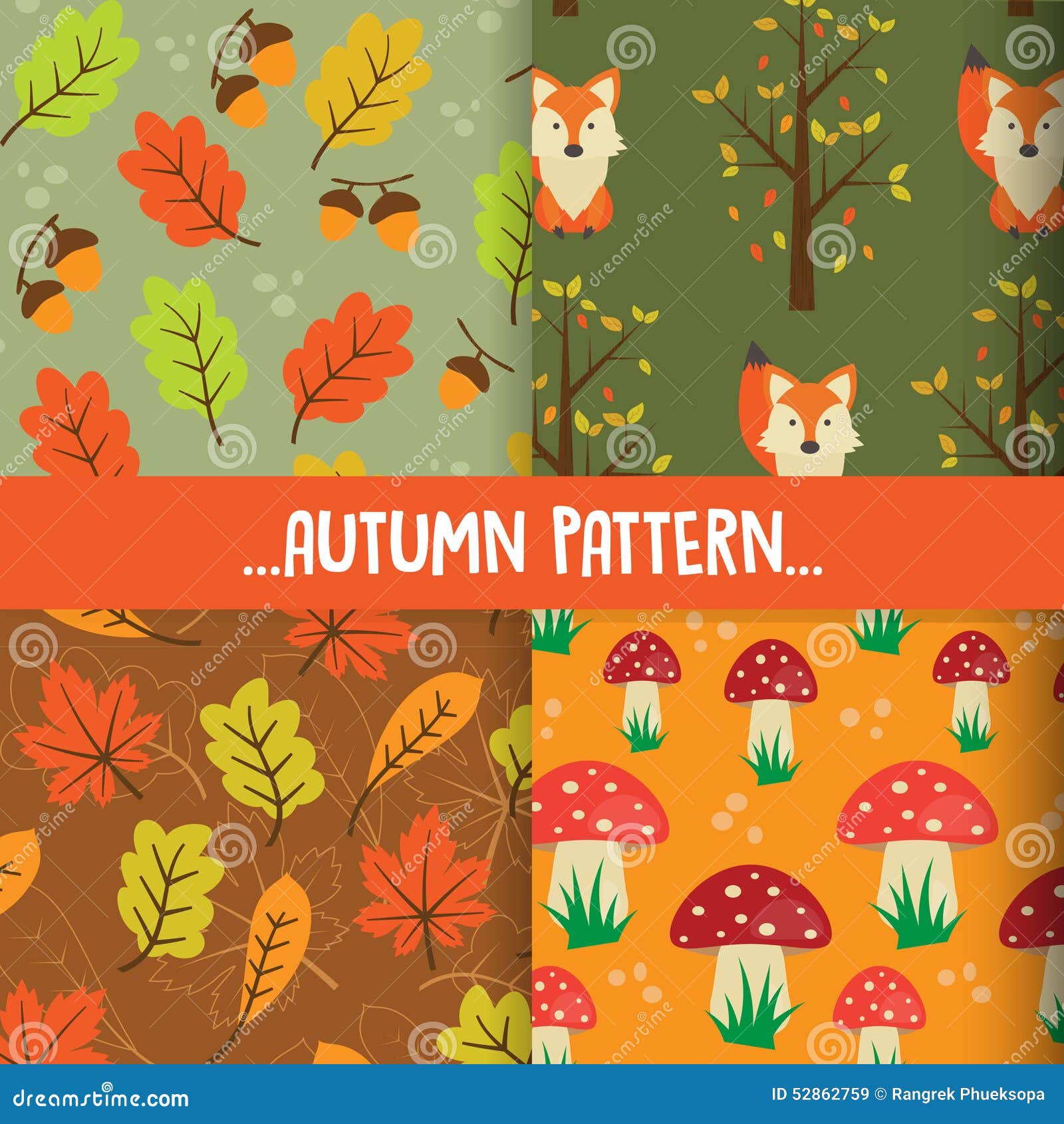 Autumn seamless patterns stock illustration. Illustration of beauty ...