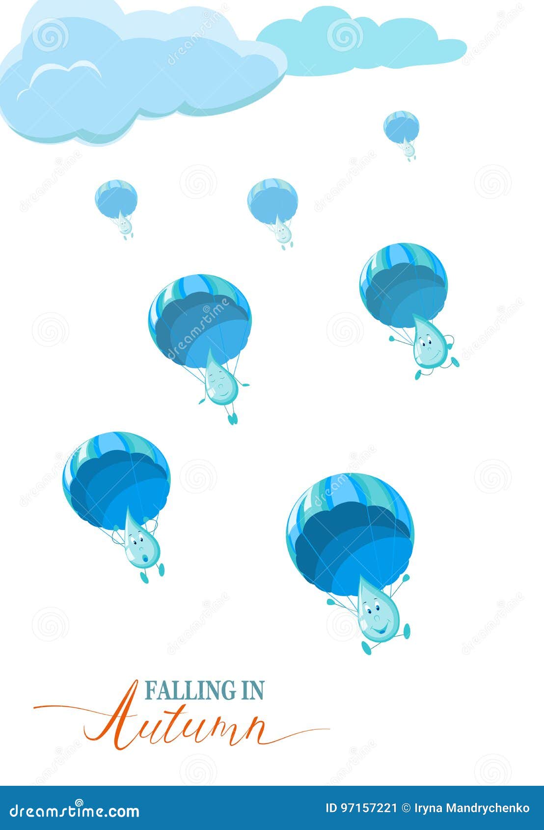 Autumn Season Banner, Flyer, Concept with Rain Drops Falling Down with ...