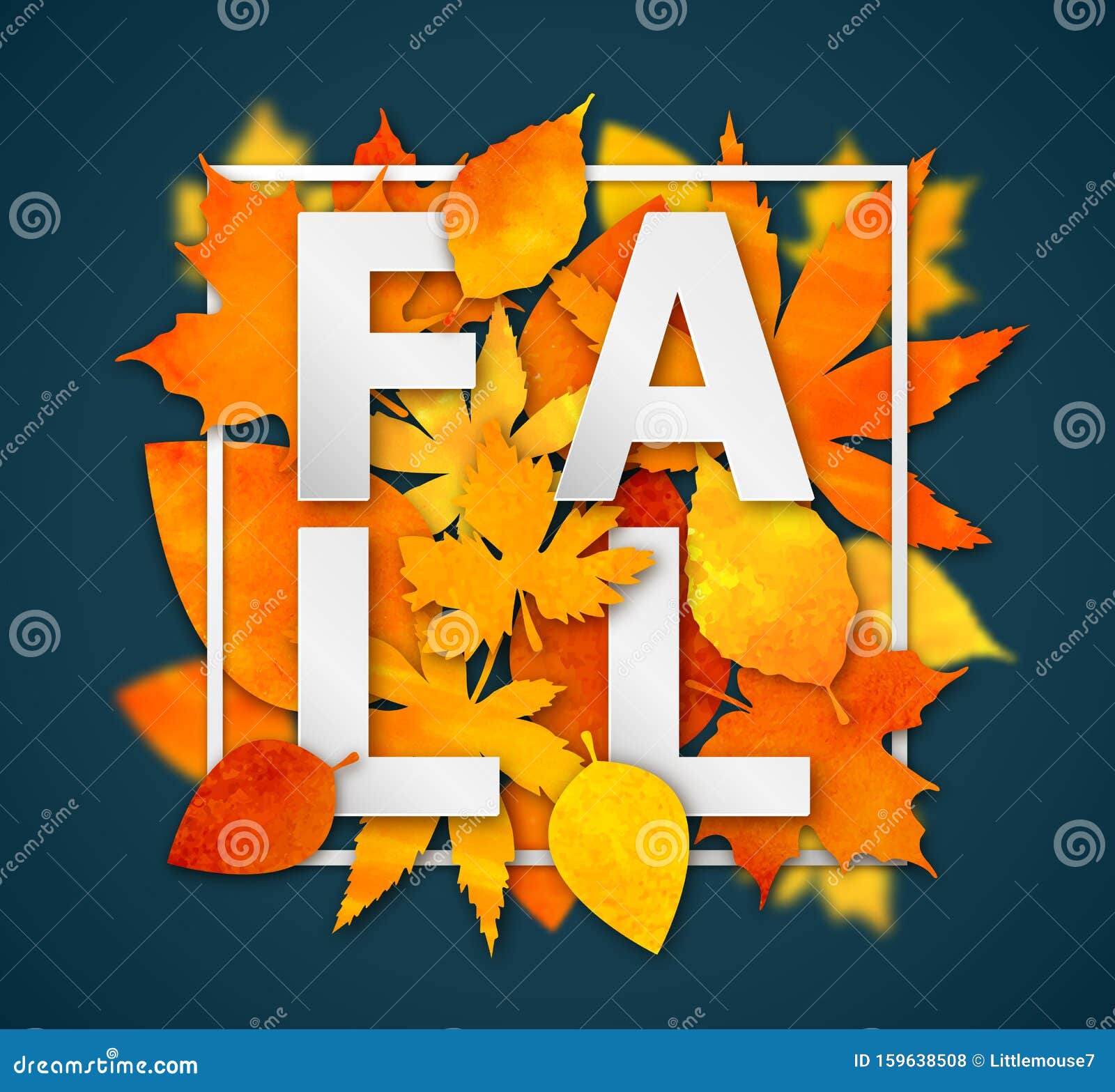 Autumn Season Banner Greeting Card With Text Fall And Hand Drawn