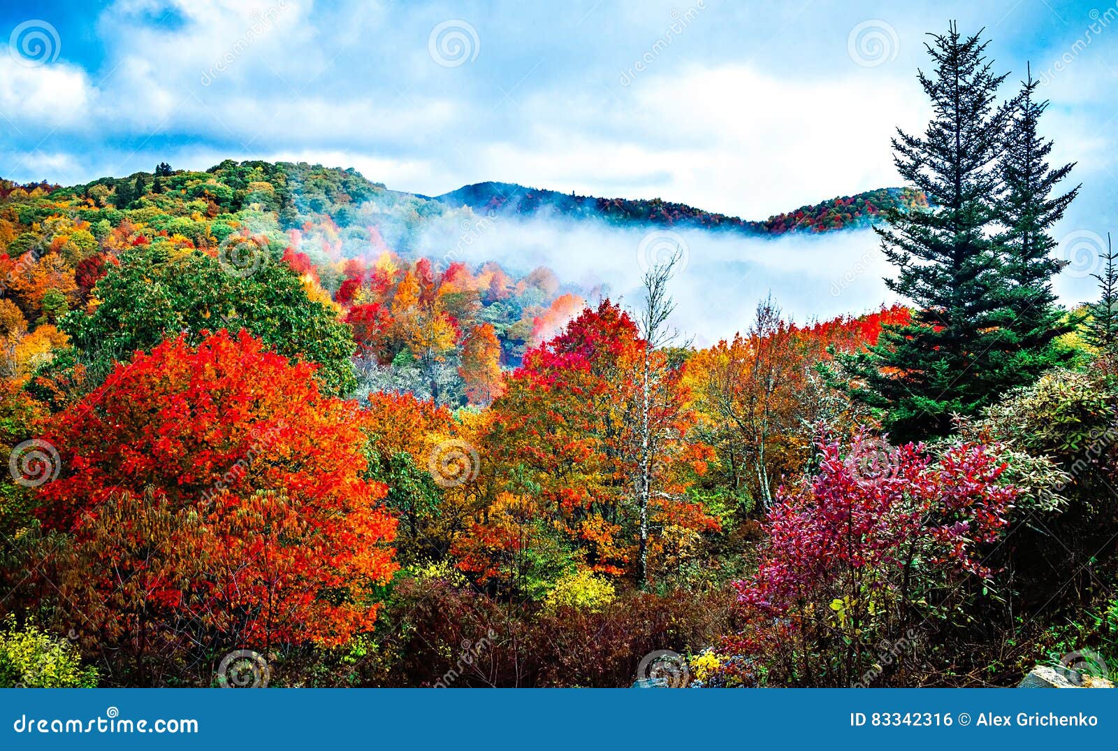 Autumn Season on Blue Ridge Parkway Stock Photo - Image of blue ...
